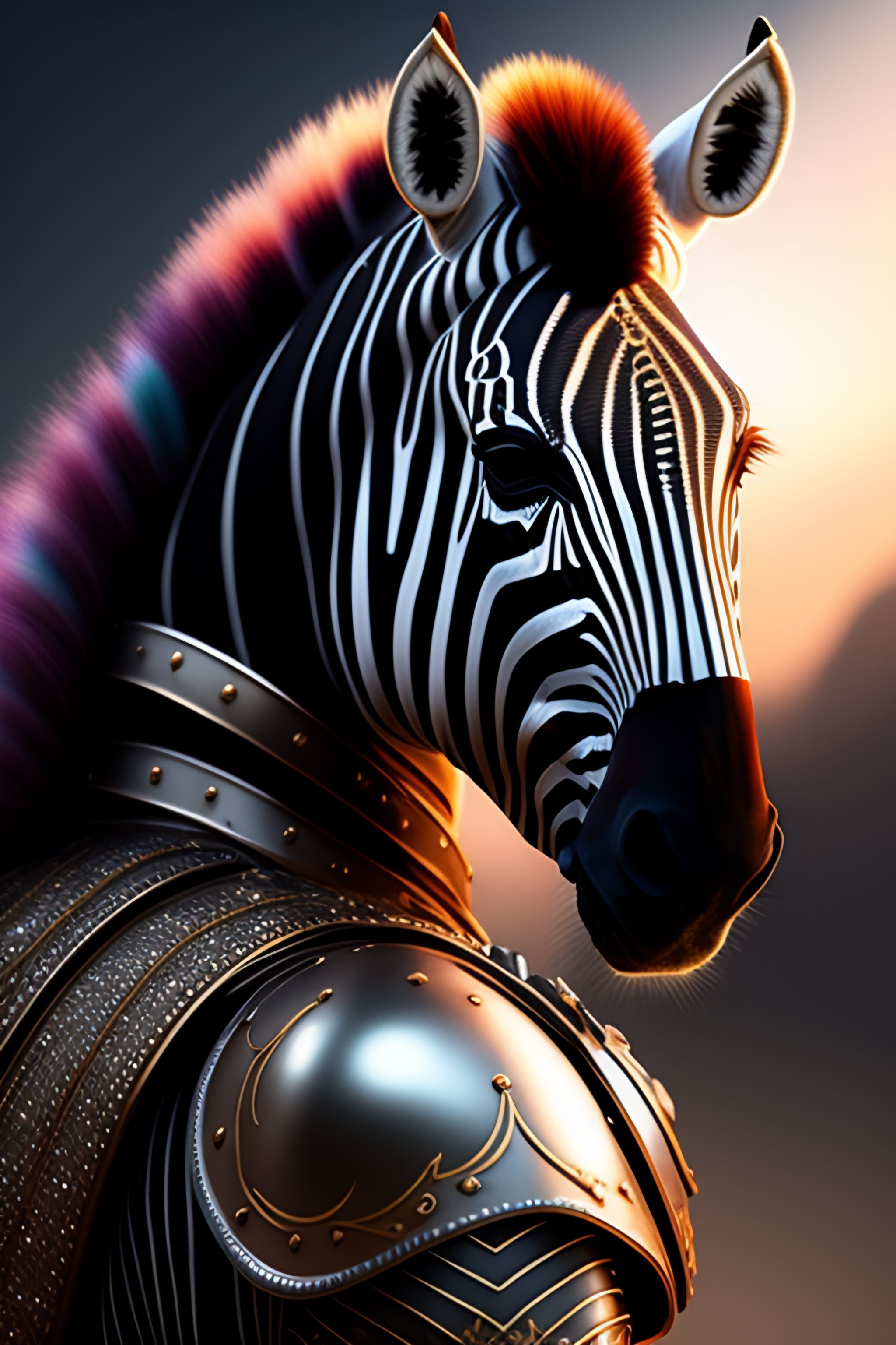 Lexica - Zebra pixar cute hd 4k realistic 3d warrior armor space