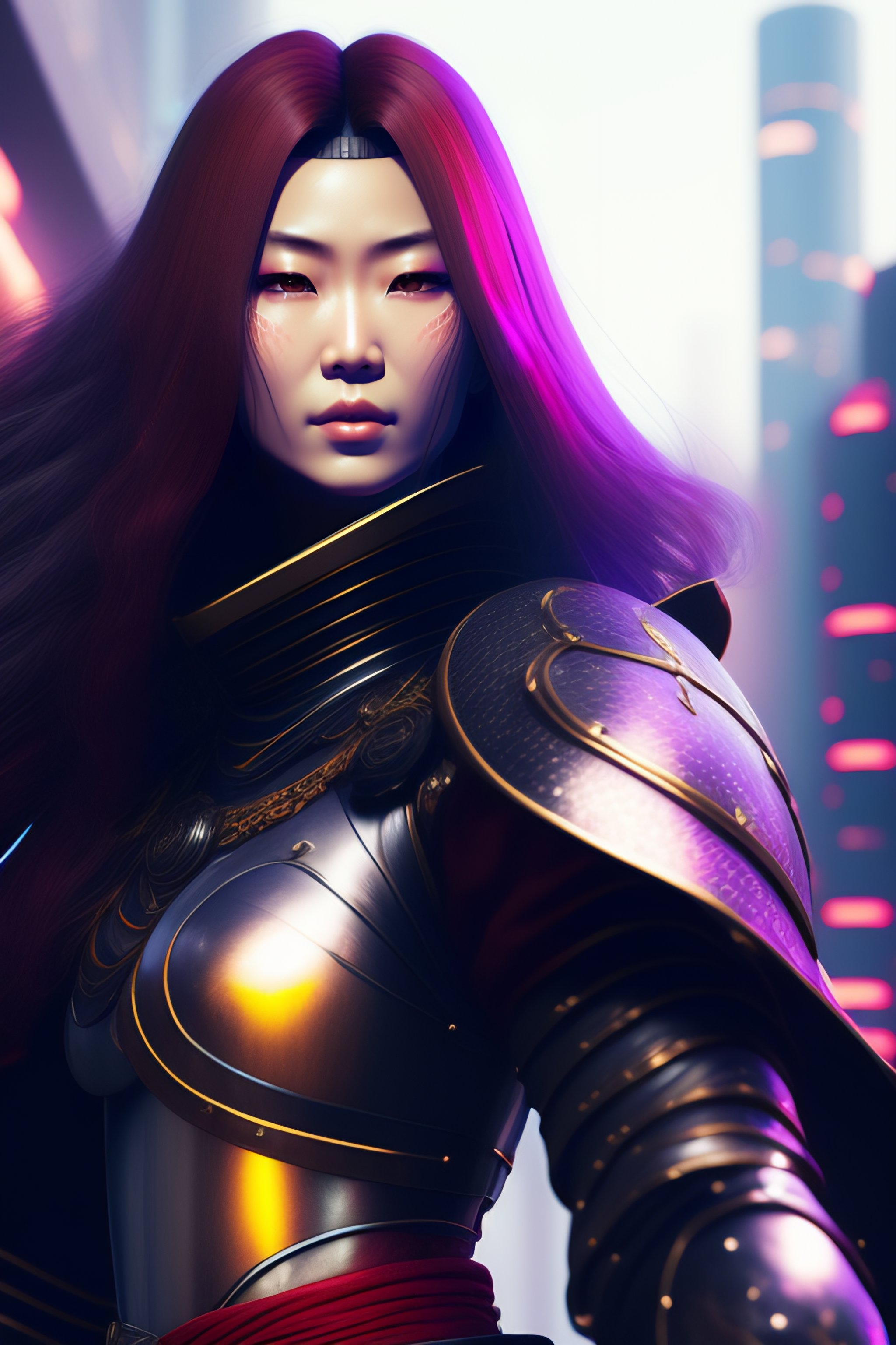 Lexica - A japanese female warrior, cyberpunk, fullmoon background ...