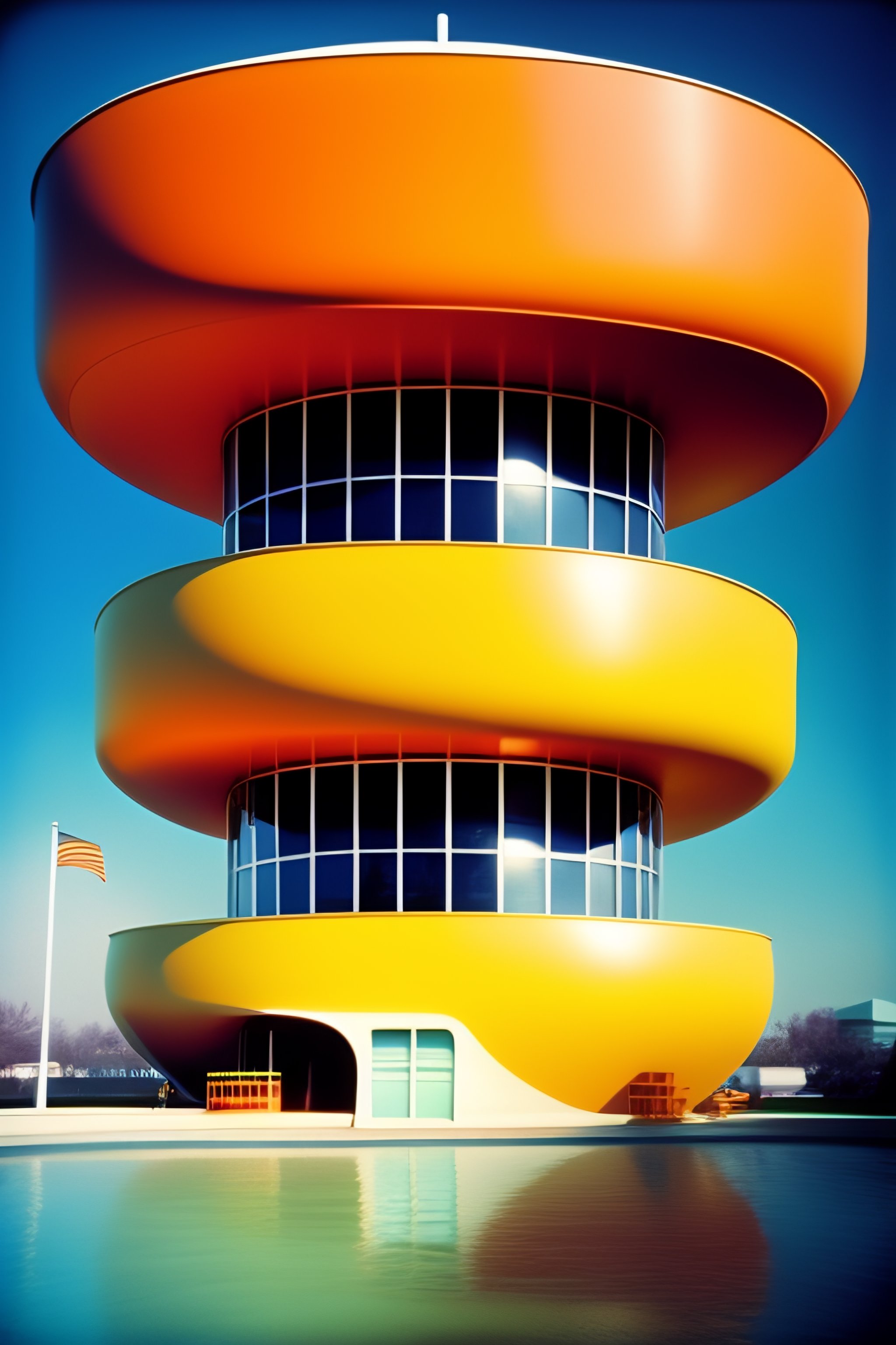 Lexica - 1984 ,d, worlds fair Googie architecture, in the style Wes ...