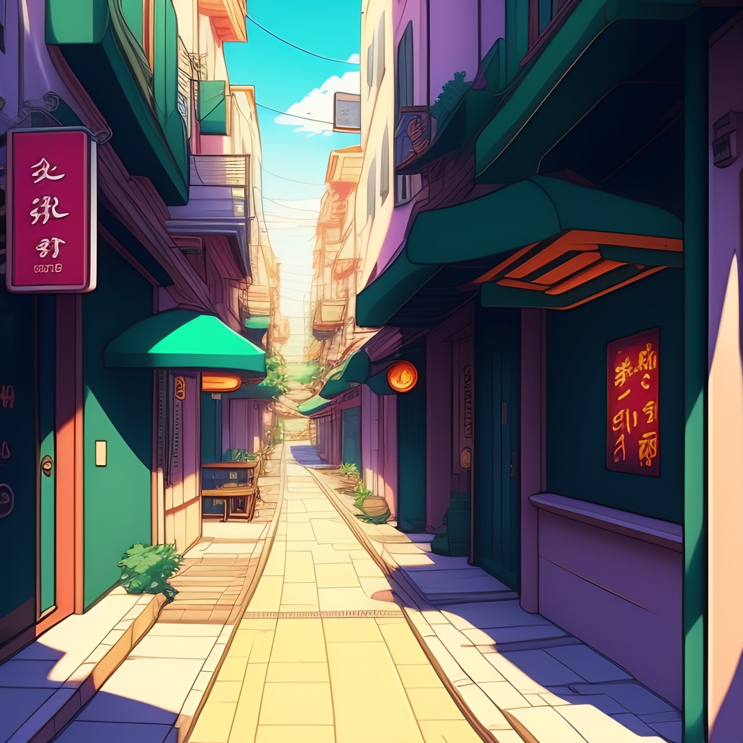 Lexica - Alley in an anime style