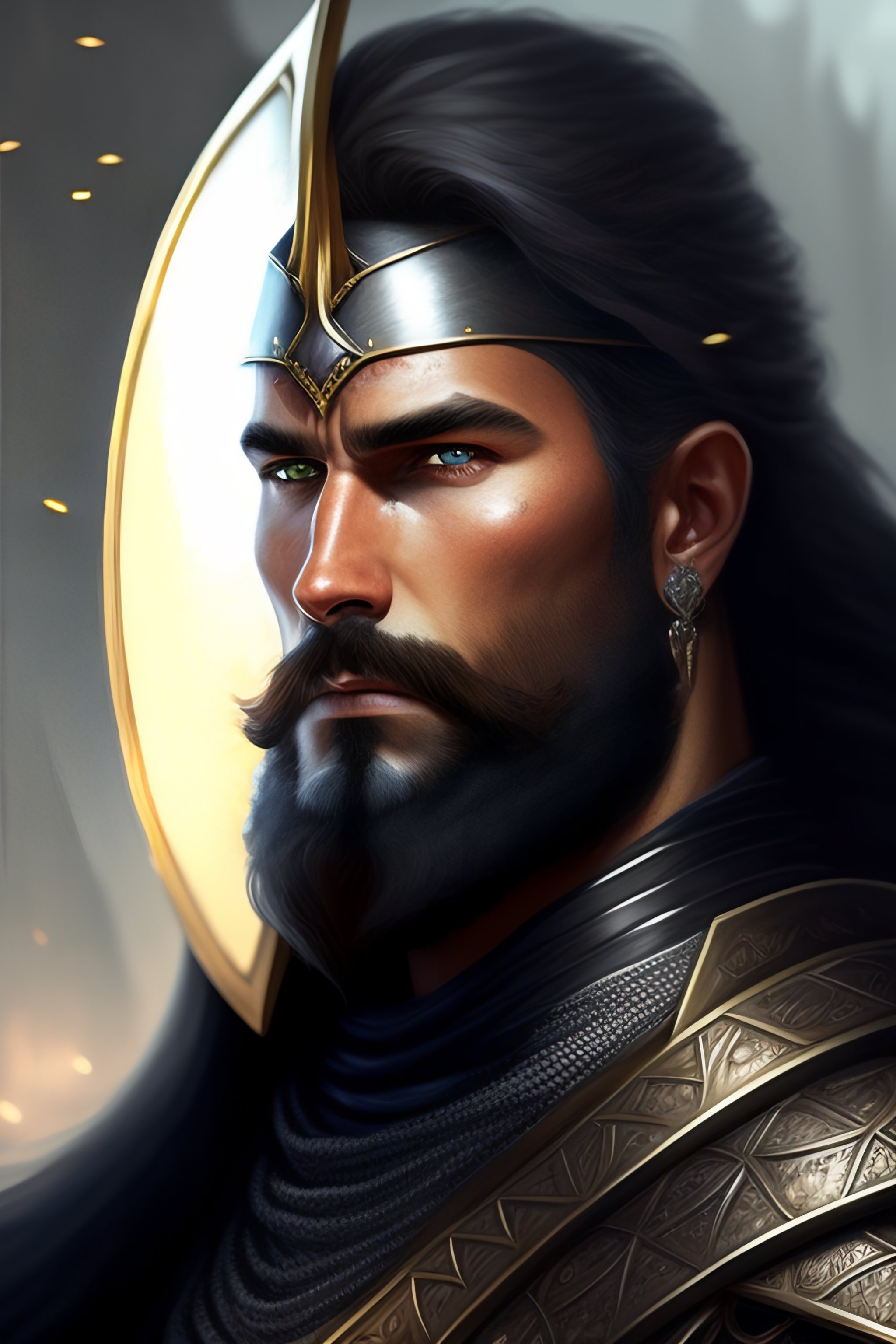 Lexica - Portrait of a gritty man with a shield and a spear. He wears ...