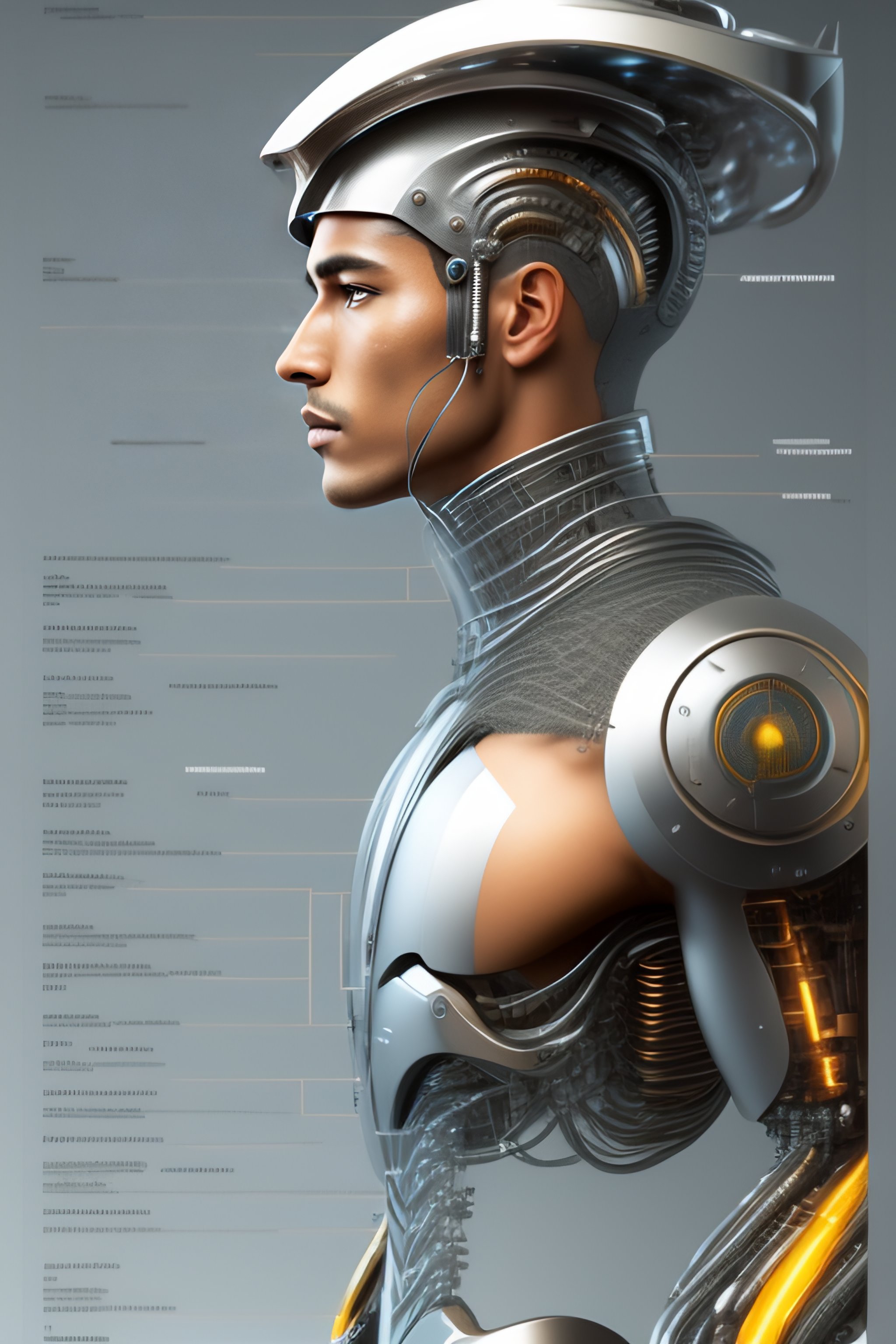 Lexica - Detailed schematics of a male cyborg