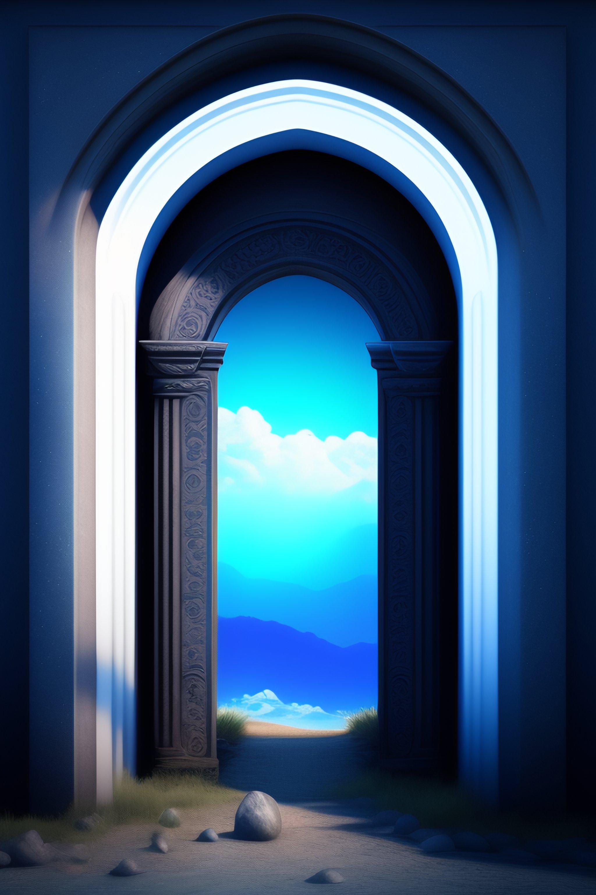 Lexica - An ancient and mysterious white and blue portal, black ...