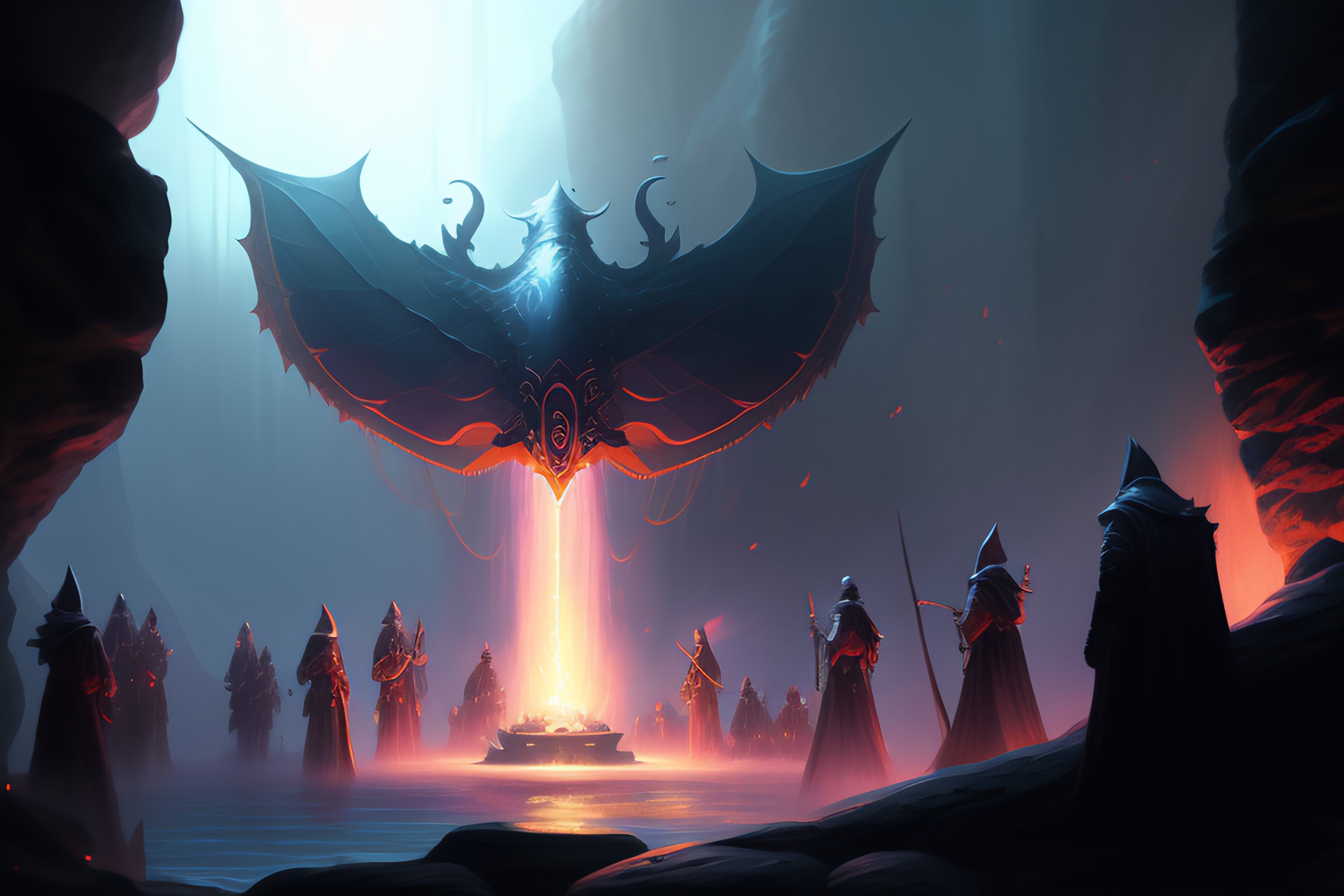 Lexica - Establishing shot of an epic demonic summoning ritual ...