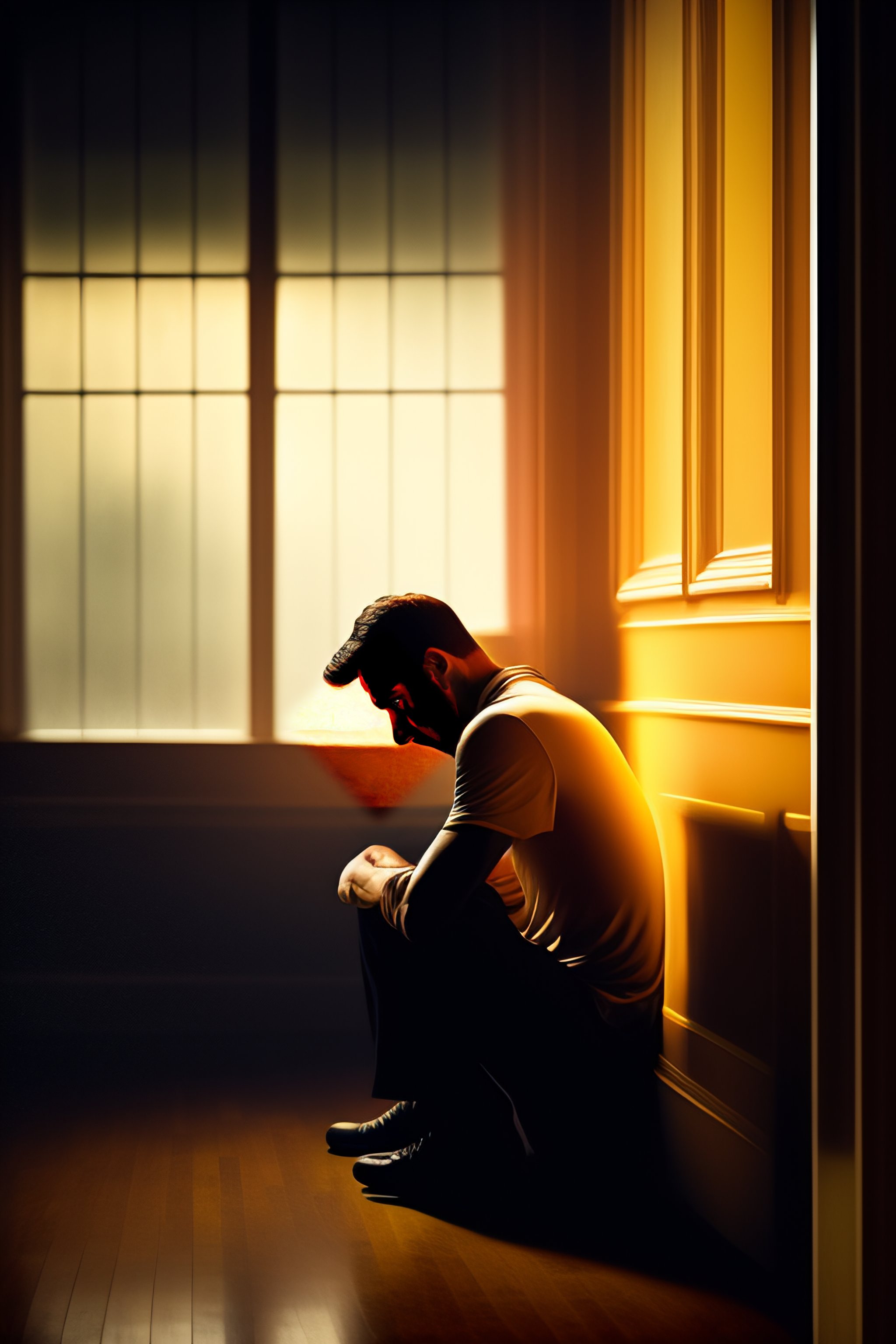 Lexica - Portrait of a man weeping in a dimly lit room