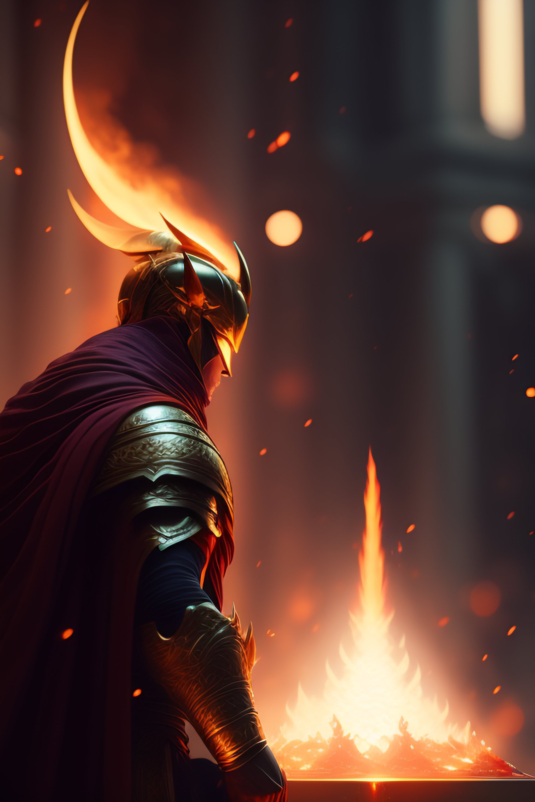 Lexica - A pure glowing god versus bloody ashes devil, digital art ...