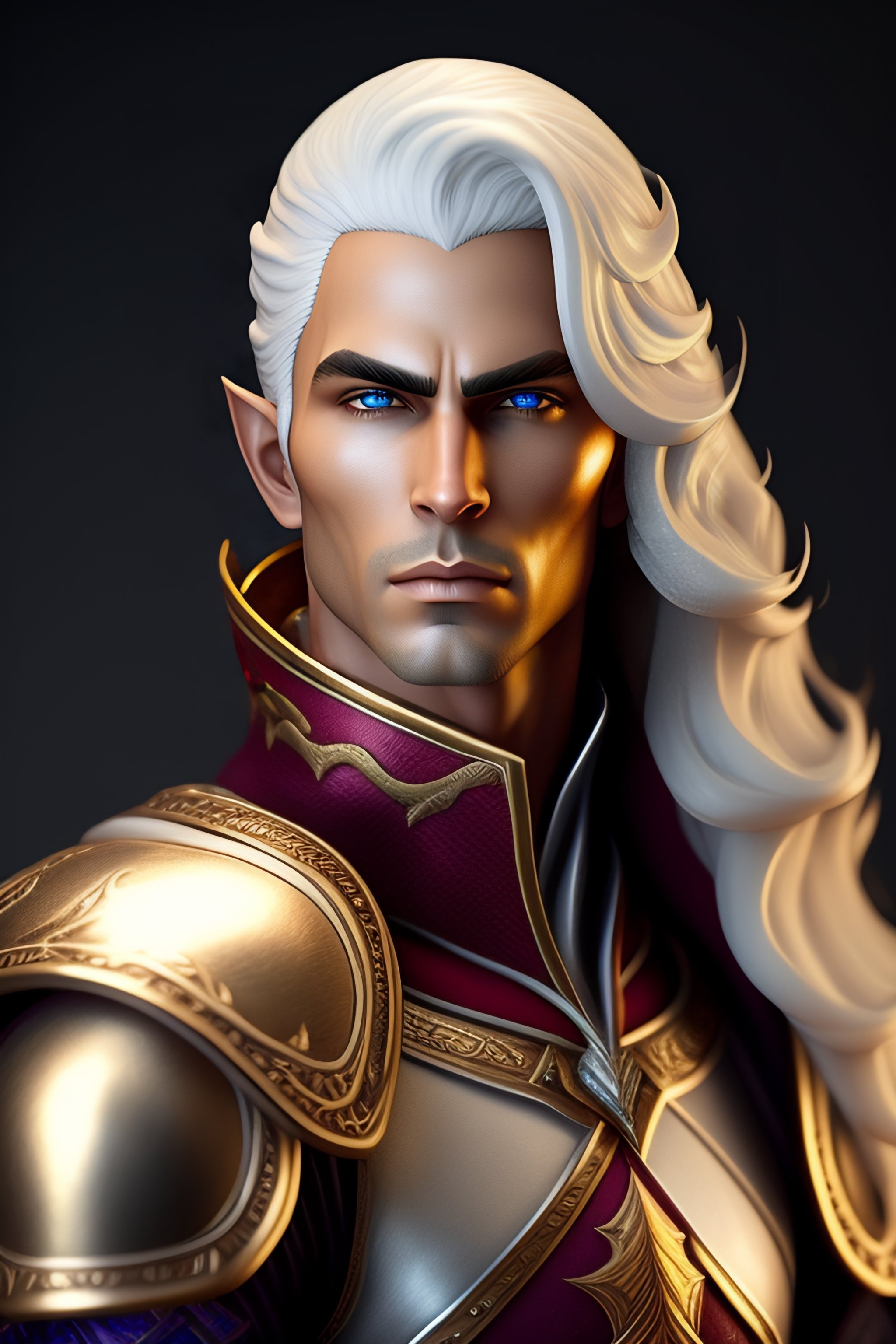 Lexica - High elf male silver hair with Double bladed scimitar