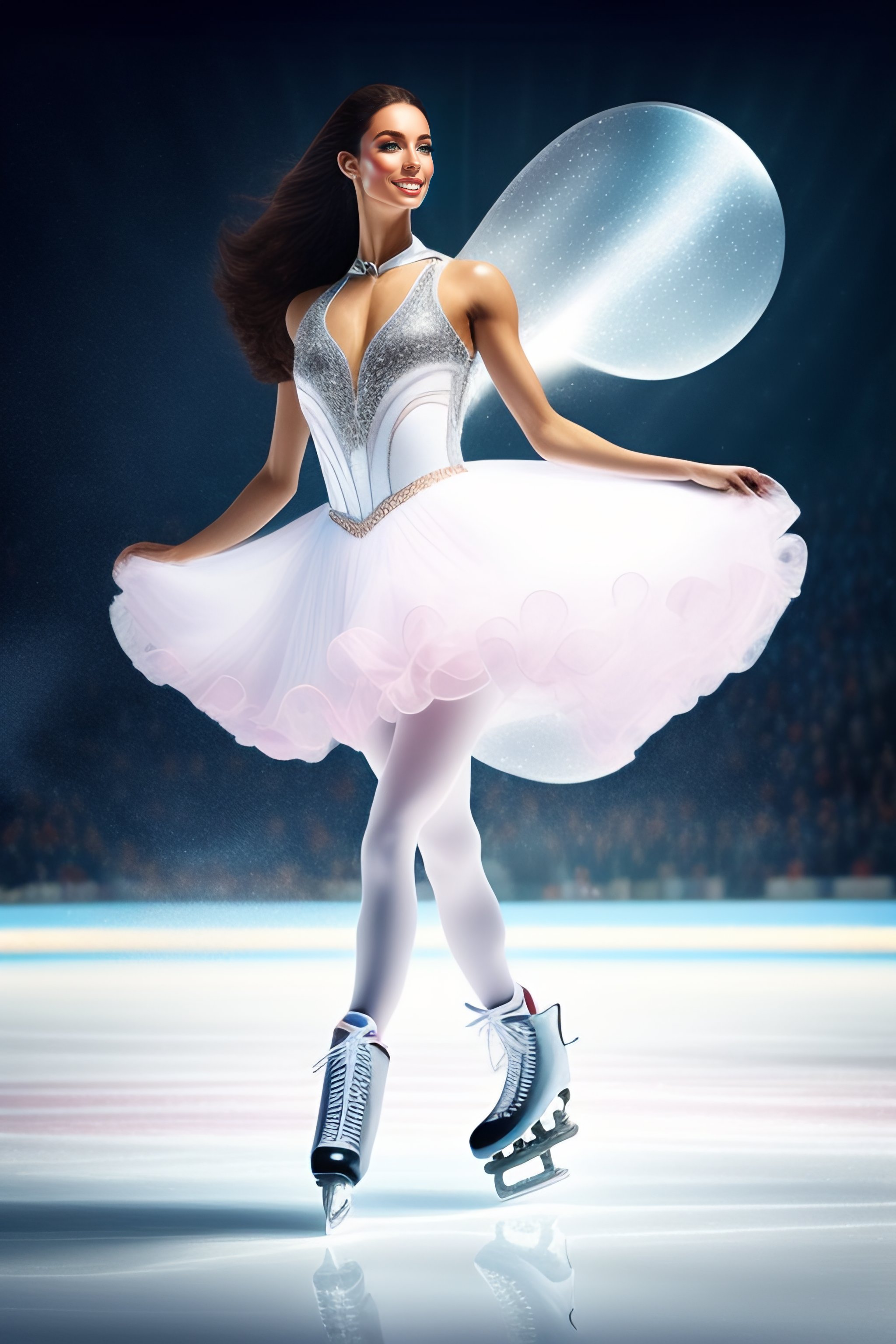 Lexica - Detailed full-length girl, figure skating, sports white skates ...