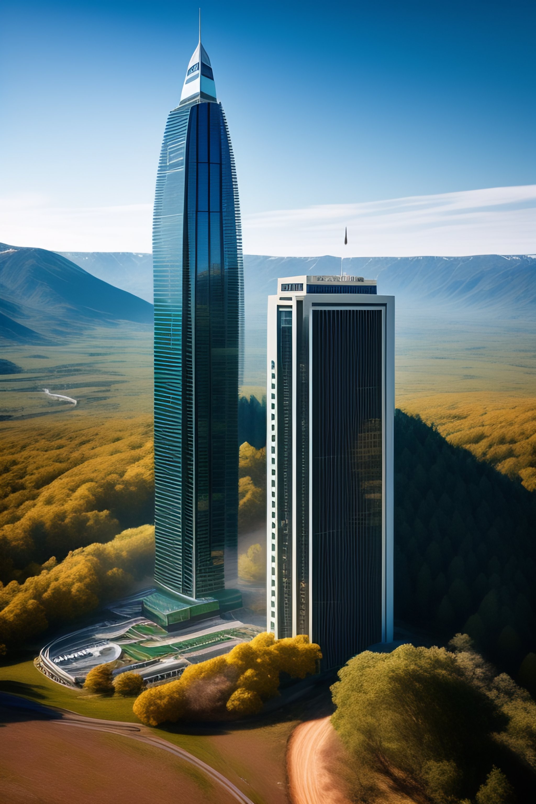 Lexica - A 100 story building and a chopper