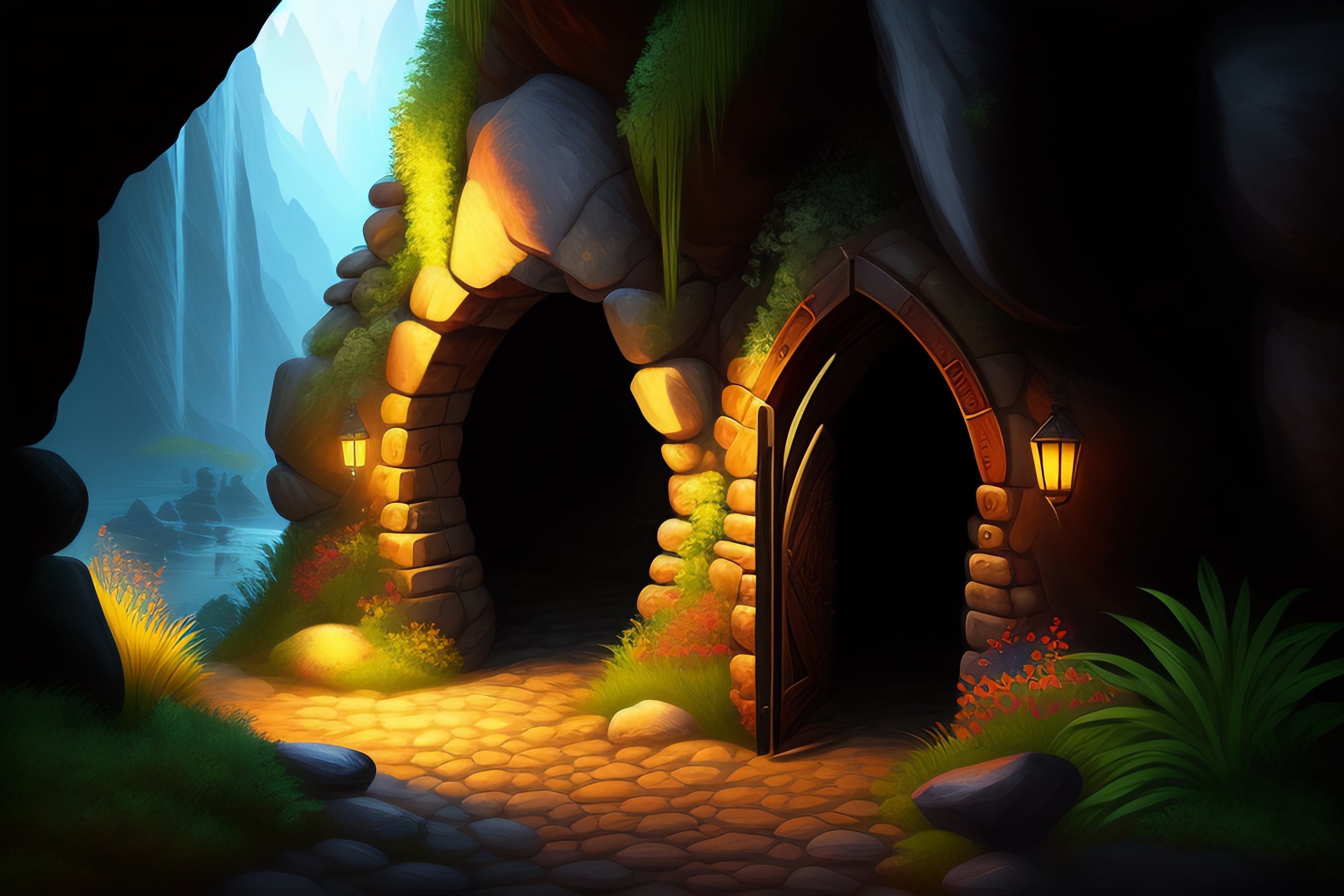 Lexica - Cave entrance, hidden door, d & d, dungeons and dragons, fantasy