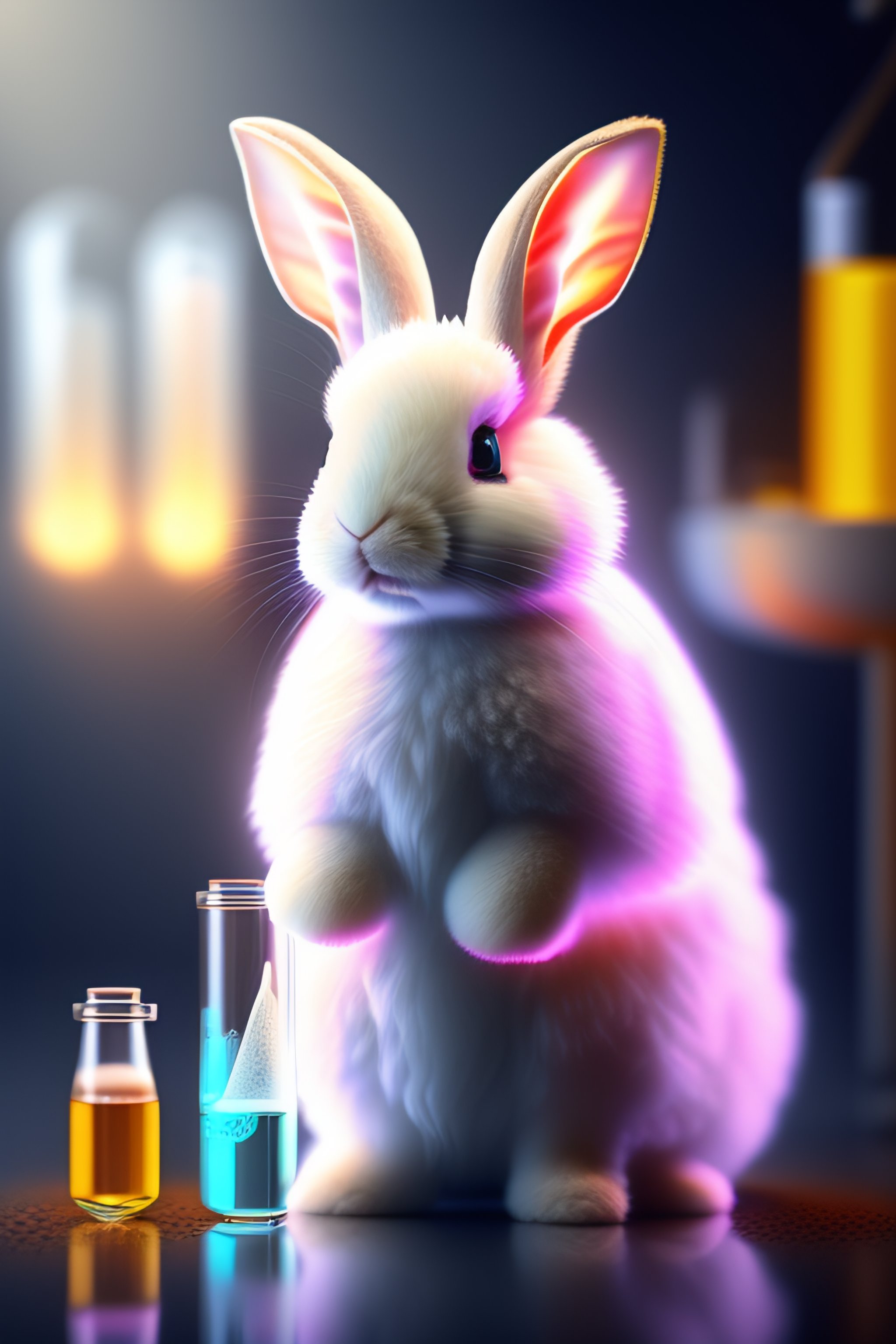 Lexica - A 3d render of a cute fuzzy pet Angora rabbit dressed in a ...