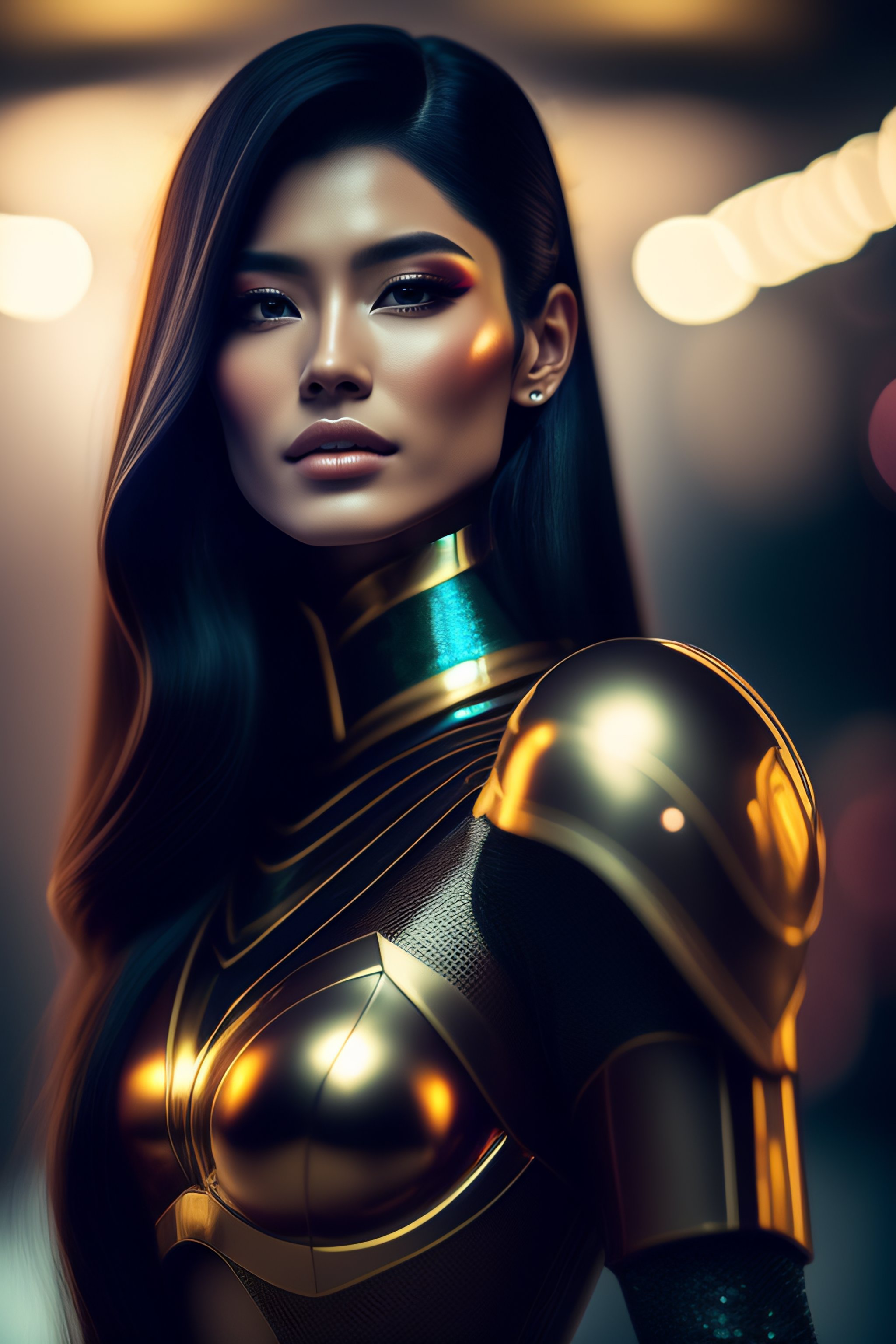 Lexica - Techno magic robot, side portrait, realistic, half body shot ...