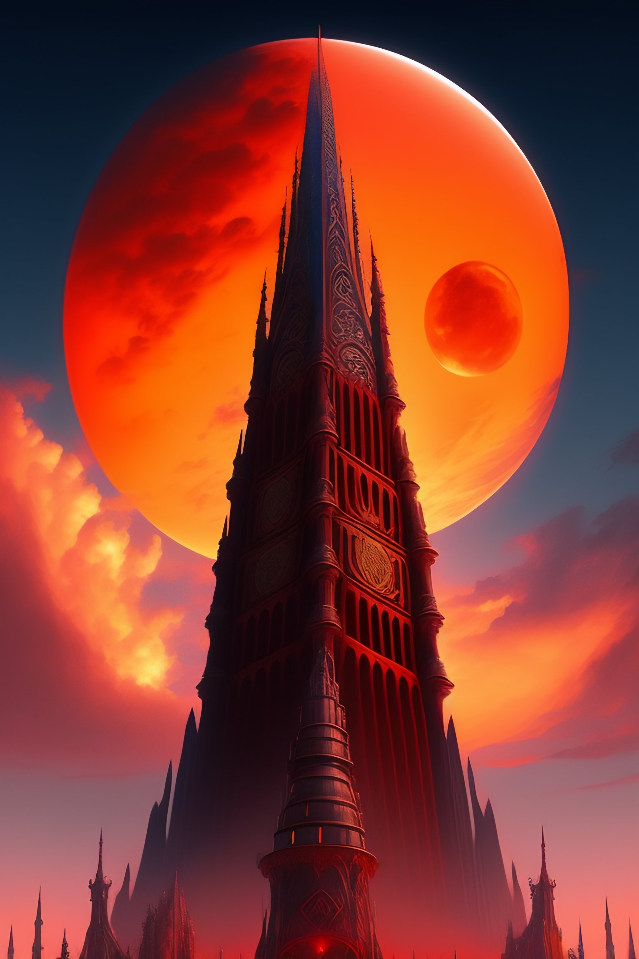 Lexica - Giant tower that goes from the ground to the sky in the gothic ...