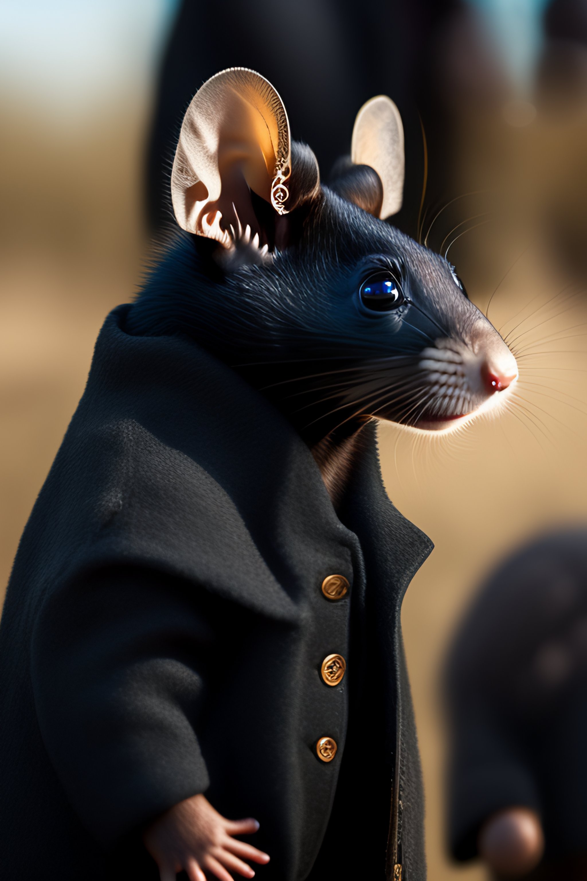 Lexica - A clothed black rat in a zombie apocalypse