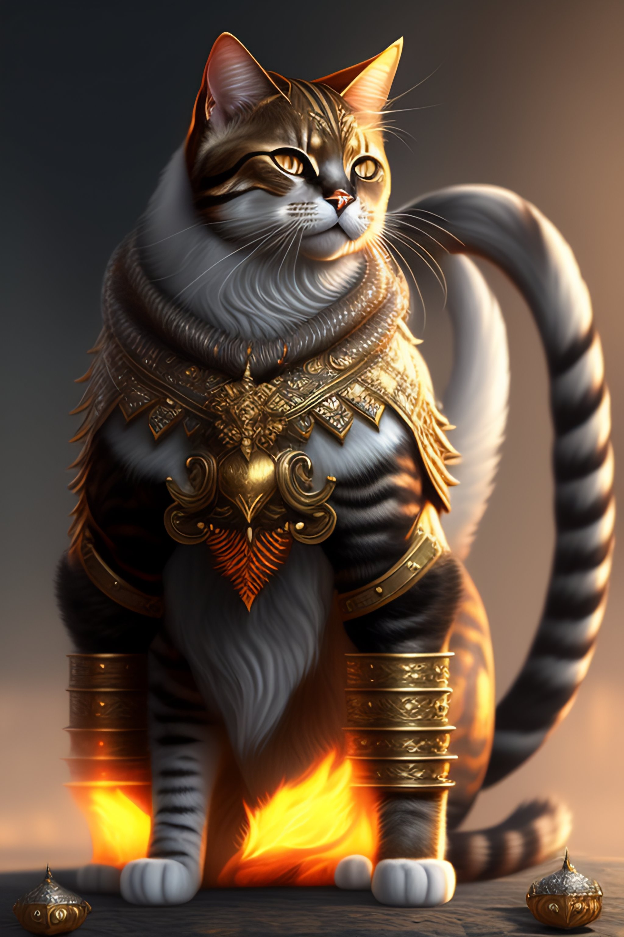 Lexica - A detailed king cat holding weaponry, by Elder Scrolls ...