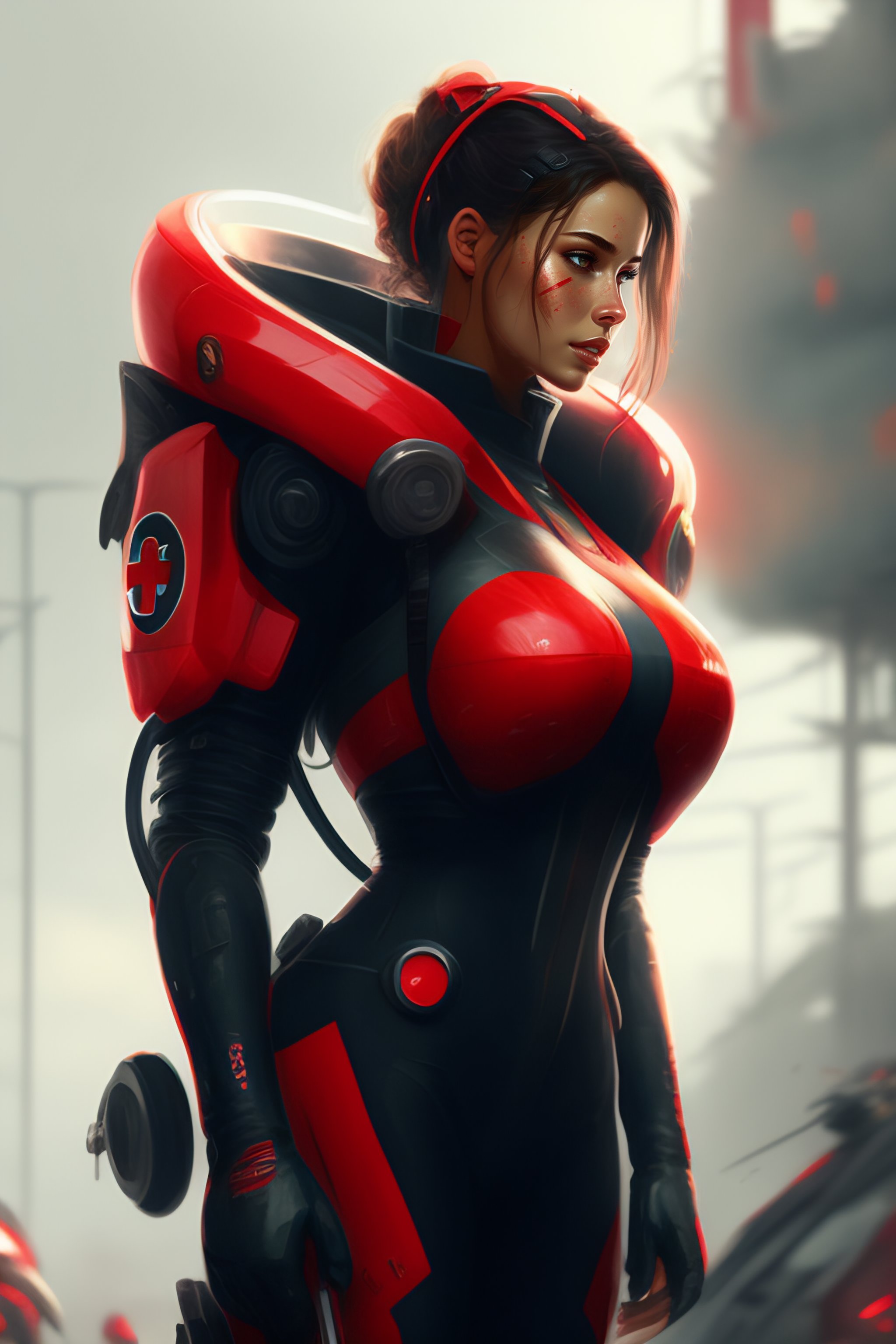 Lexica - A cyborg machine wearing red cross and helping in response to ...