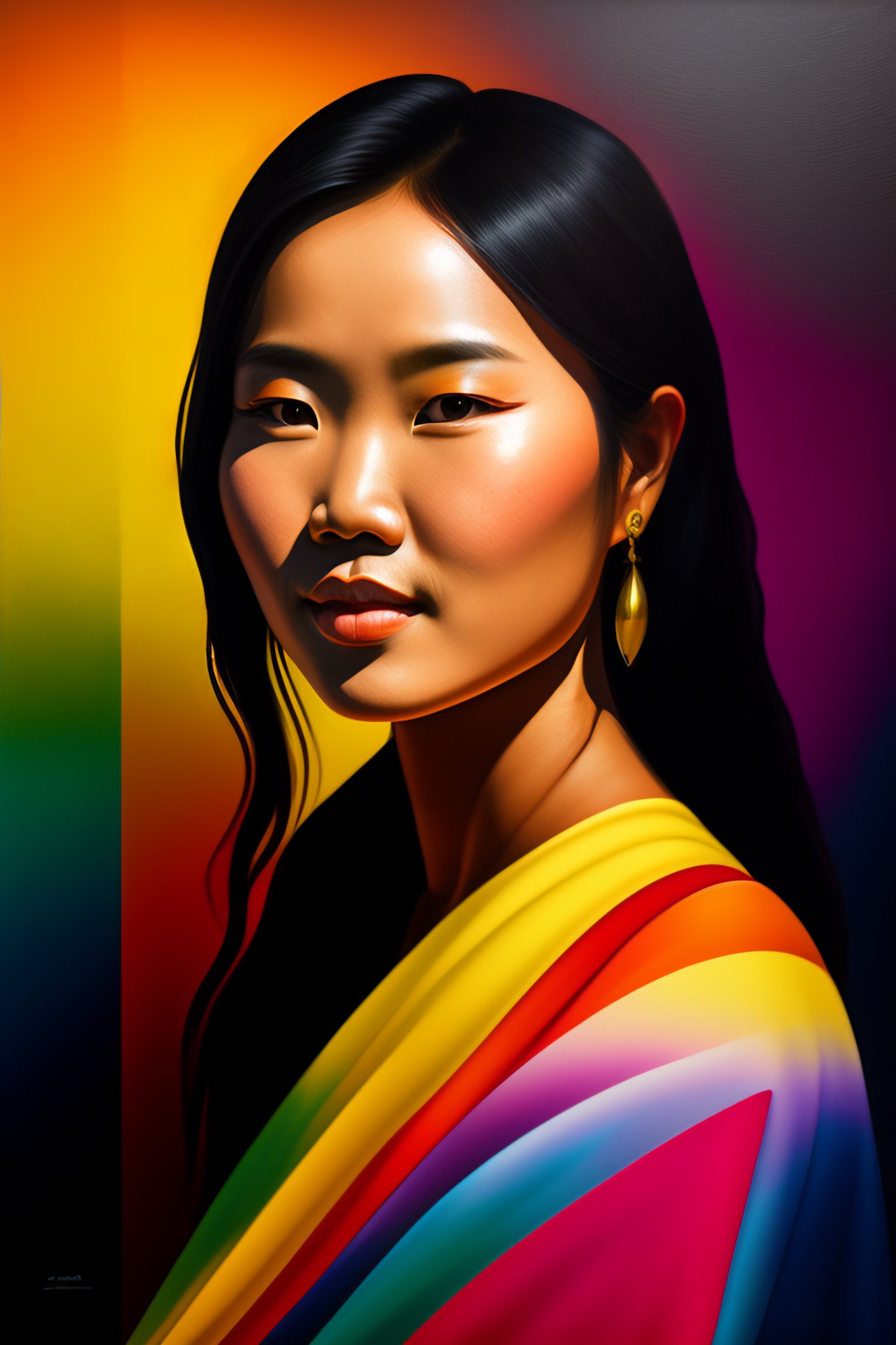 Lexica - Skin of Thai woman is all painted with colors of the rainbow ...