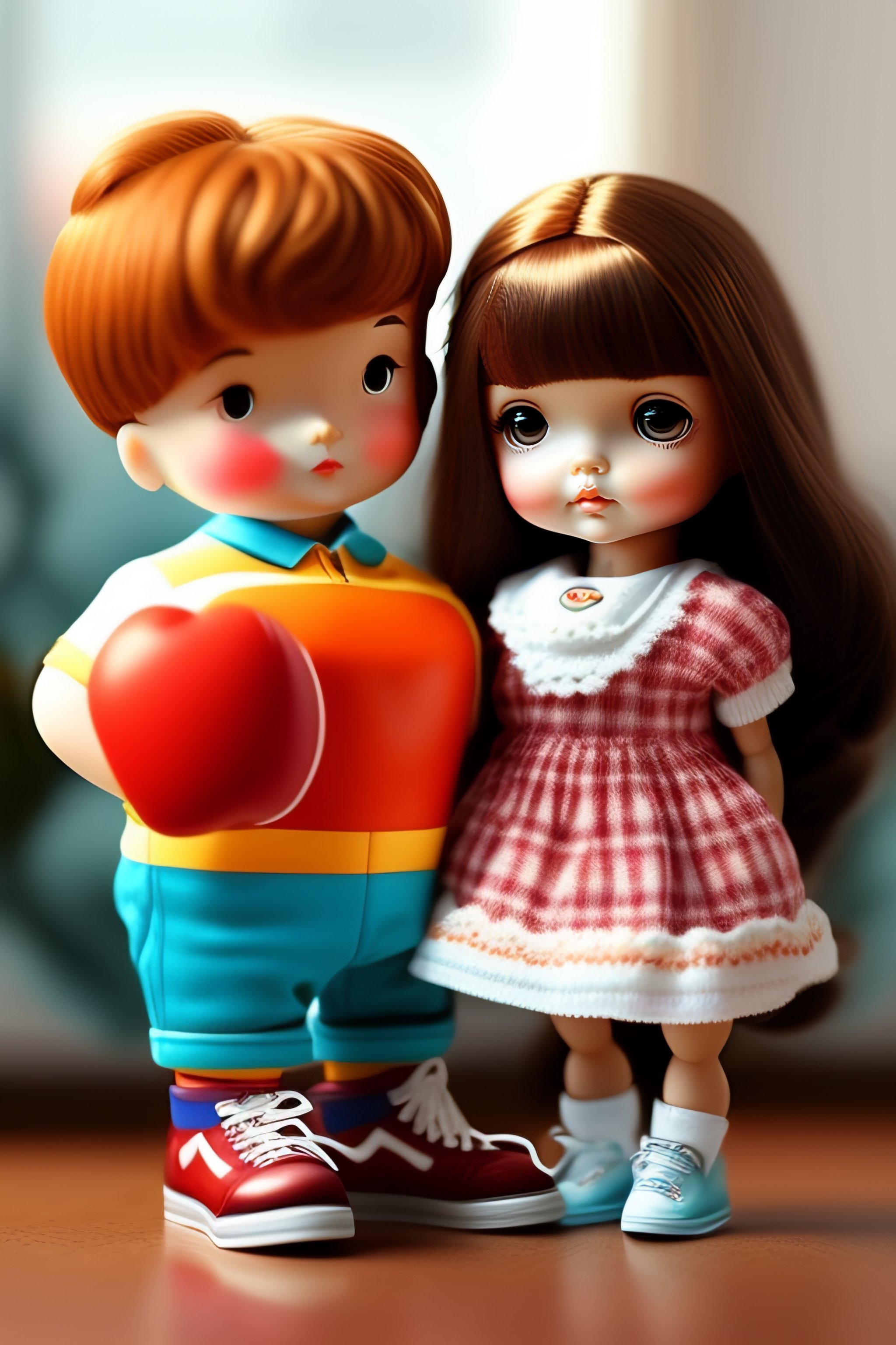 Lexica - A cute girl doll find an handsome boxer and they fell in love