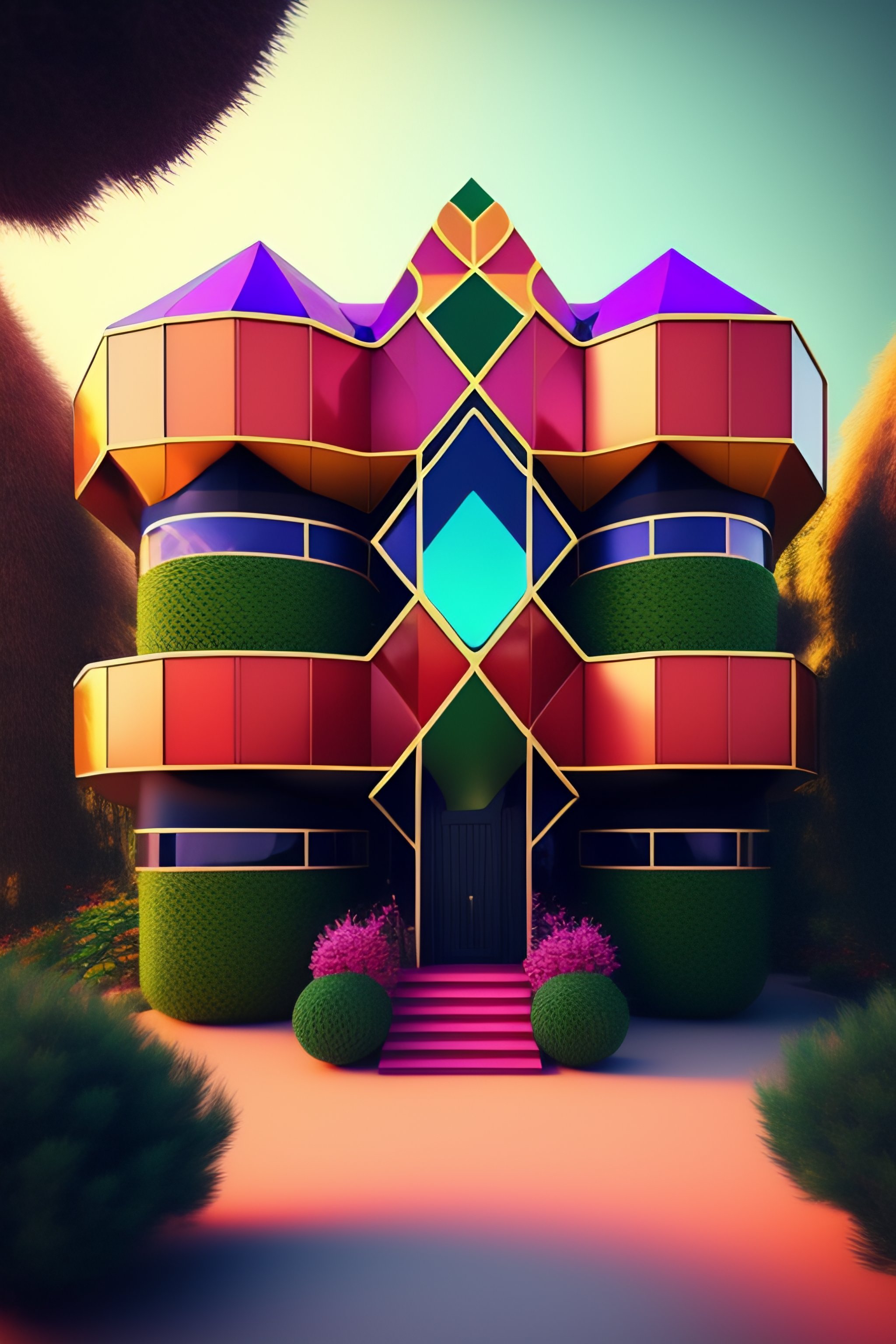 Lexica - The most psychedelic geometric patterned house imaginable ...