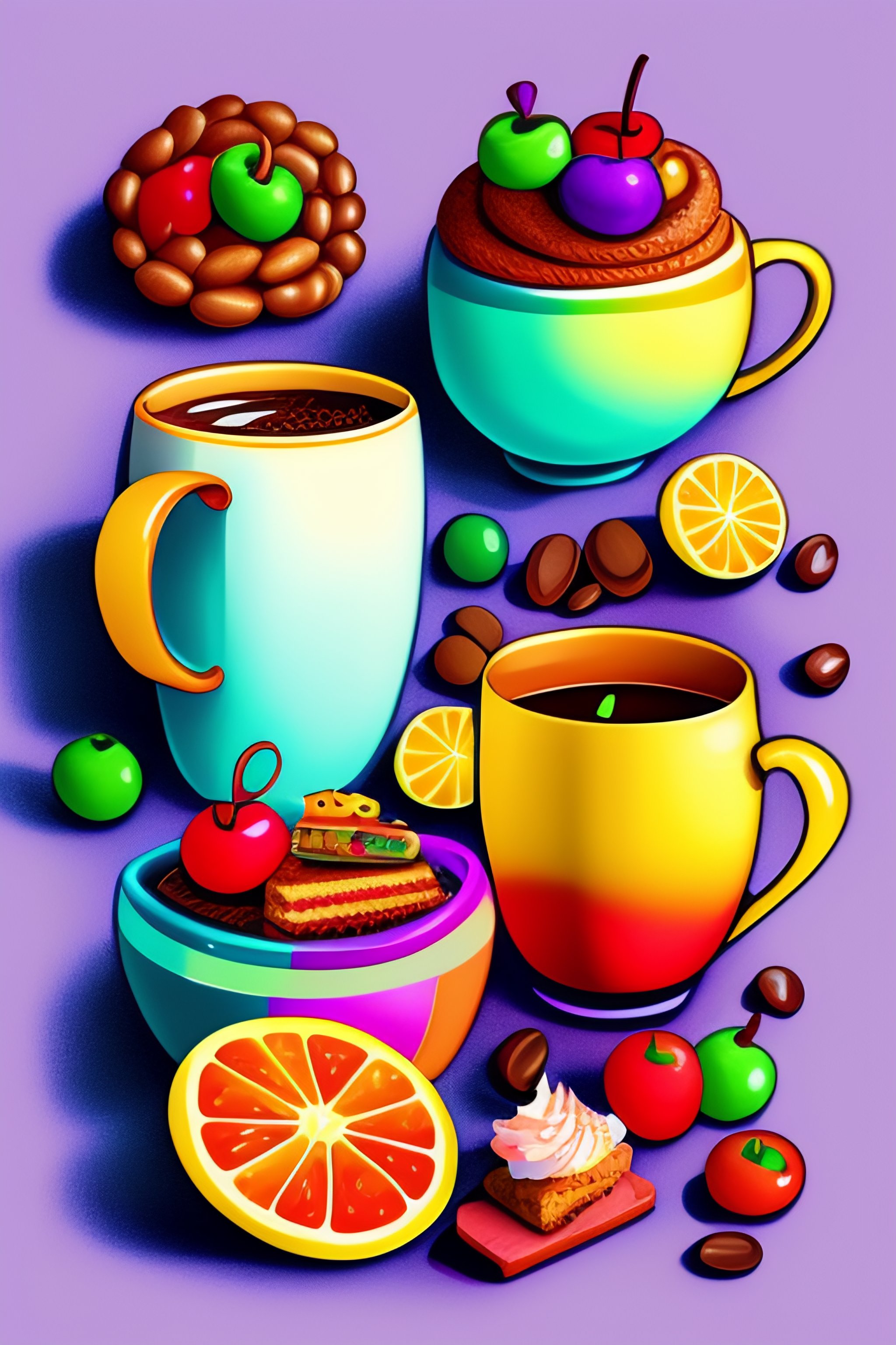 Lexica - Colorful, Swedish Sweets with Coffee mugs and Treats, very ...