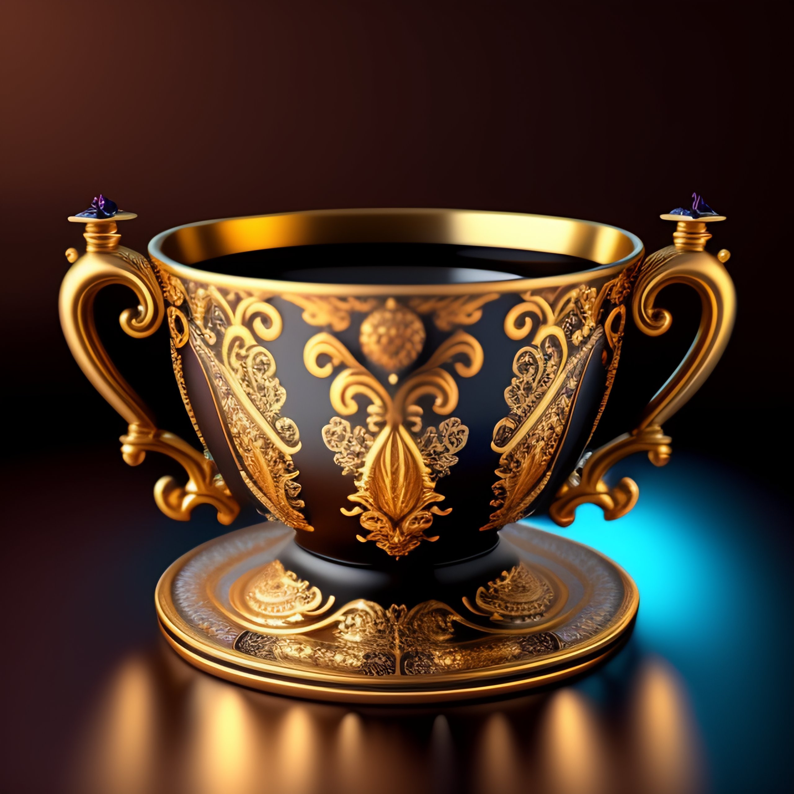 Lexica - Hyperrealistic neo - rococo steampunk cup of coffee in a ...