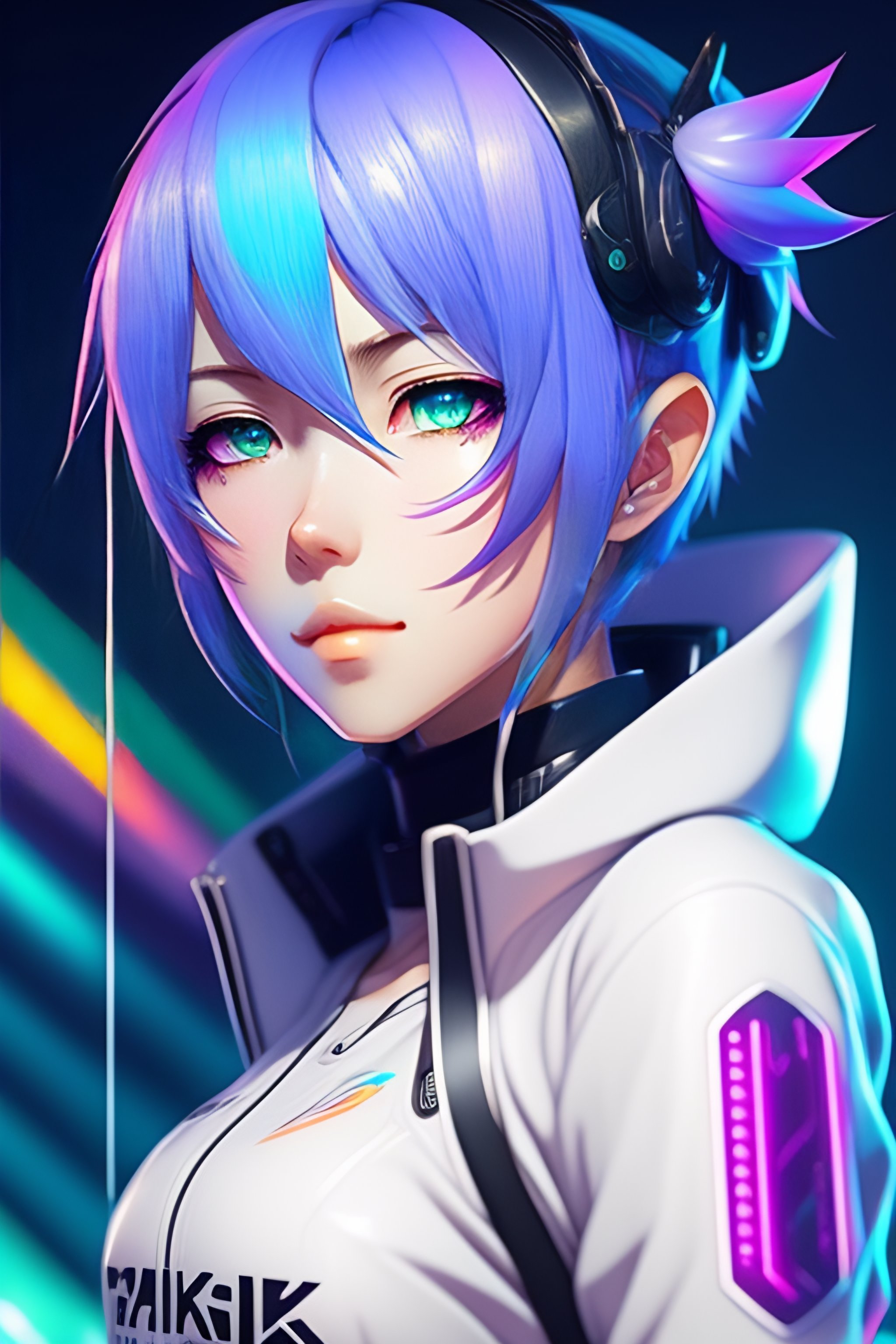 Lexica - Anime cyberpunk Hatsune Miku with Pastel Rainbow white blue ...