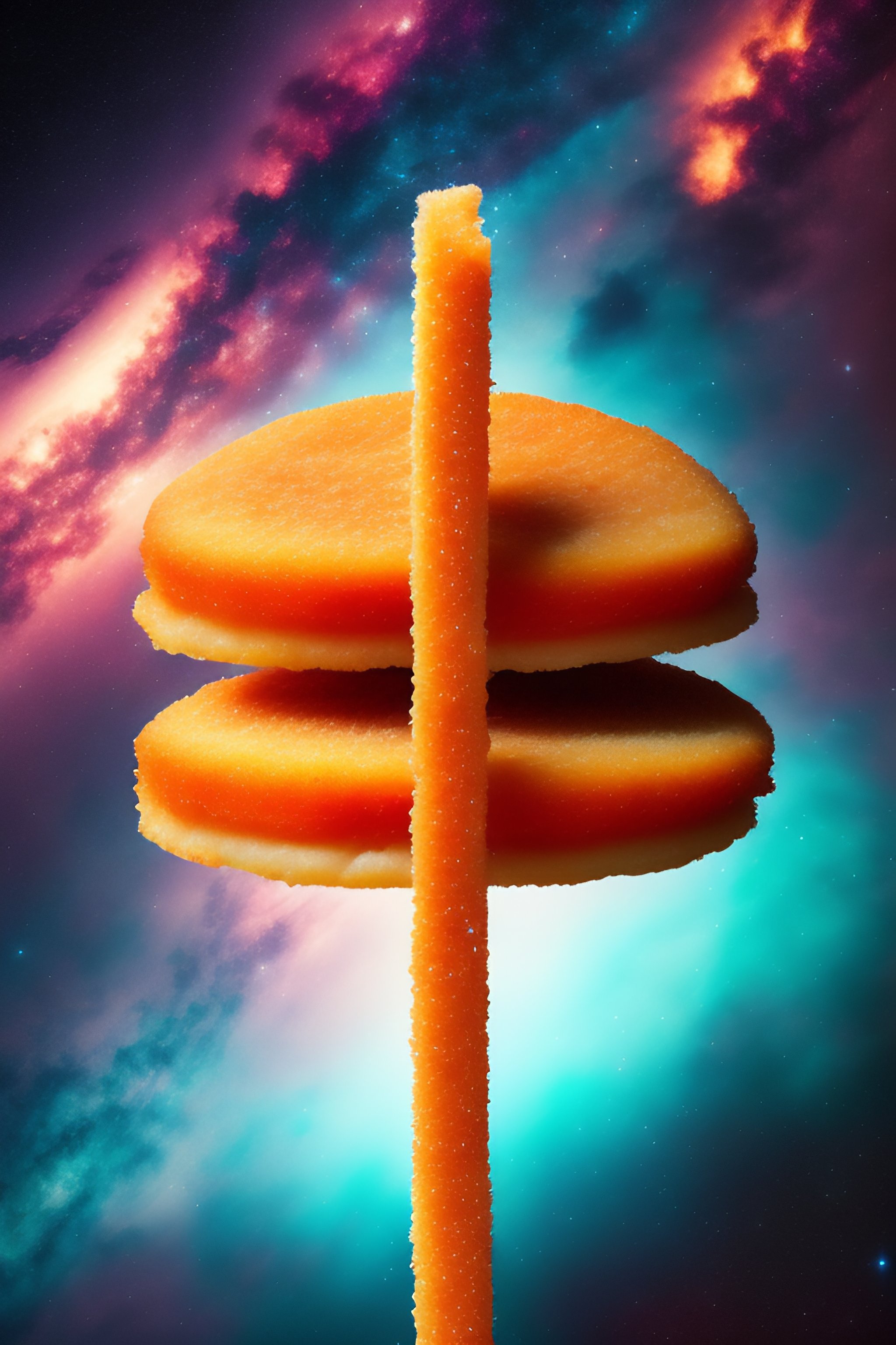 Lexica - Red breaded fried bold cheese sticks floating through a space ...