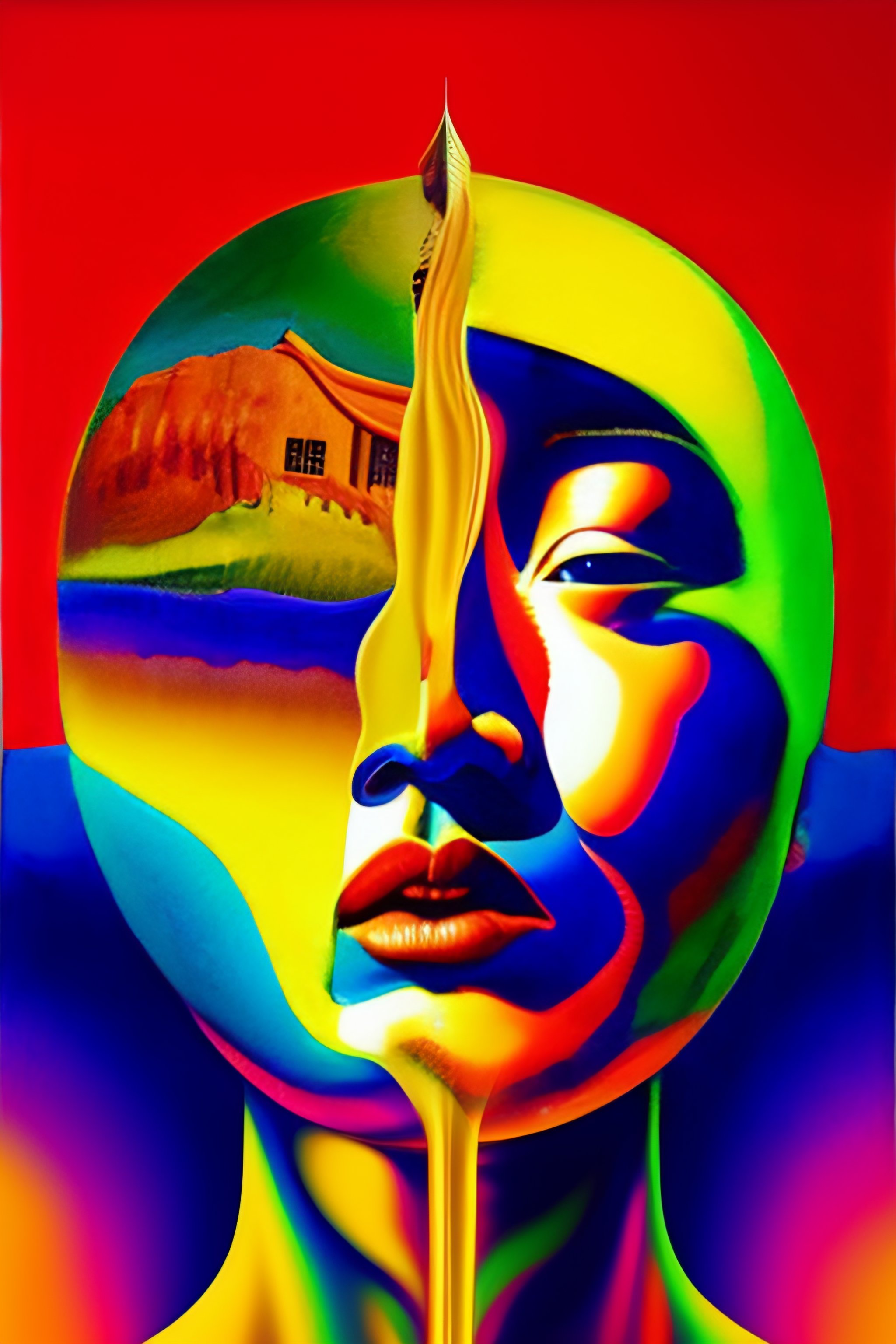 Lexica - A colorful vibrant closeup portrait of a magician licking a ...