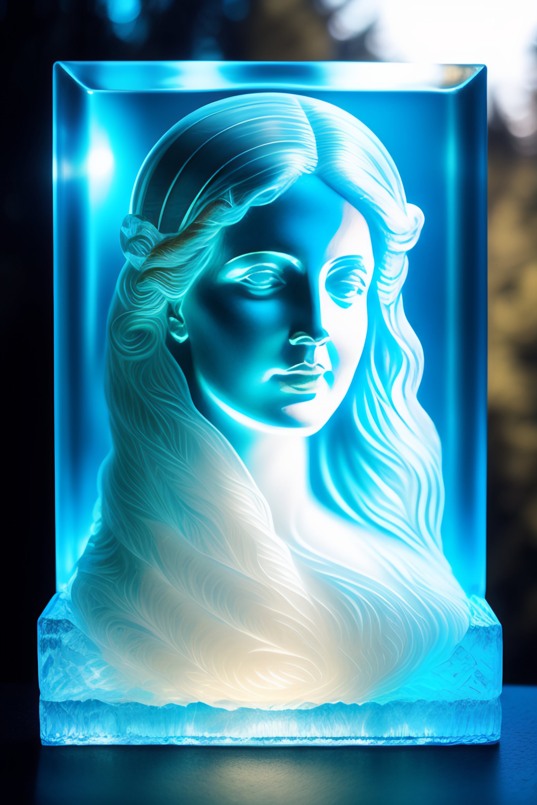 Lexica - A glass relief of a goddess, natural etched glass, carving ...