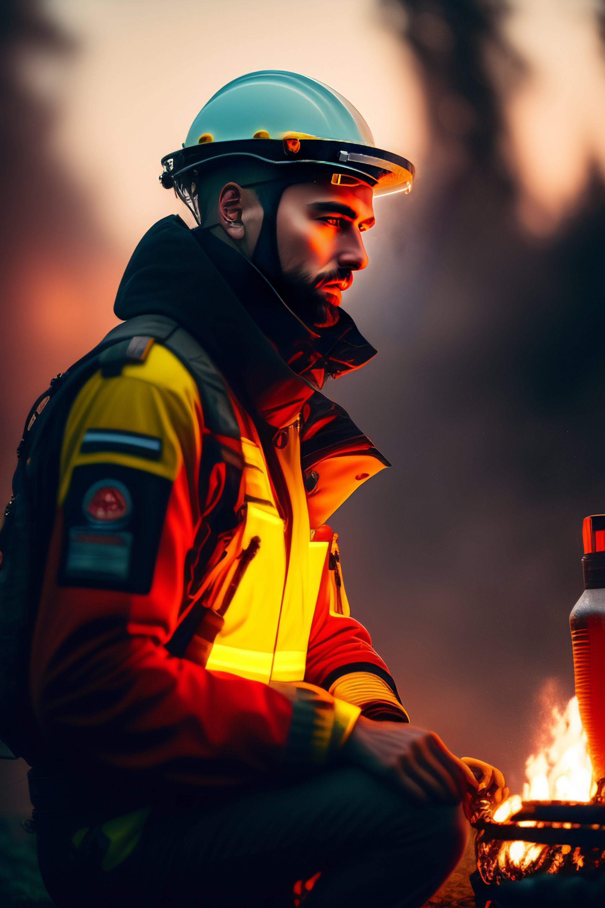 Lexica - (old) high-tech white mechanic with broad chin, wearing a ...