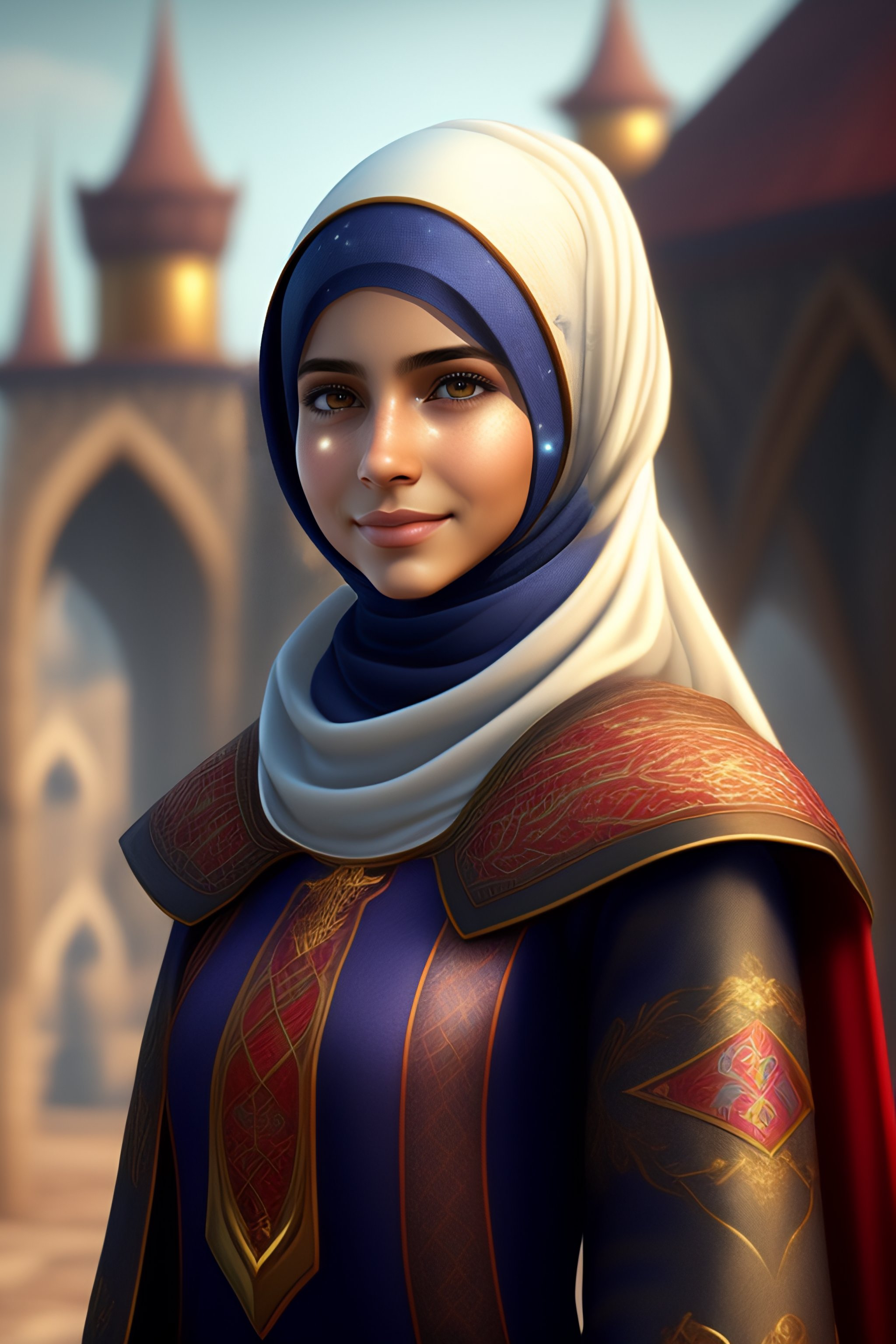 Lexica - Cute hijab girl in medieval mage clothing, ((seed:657949))