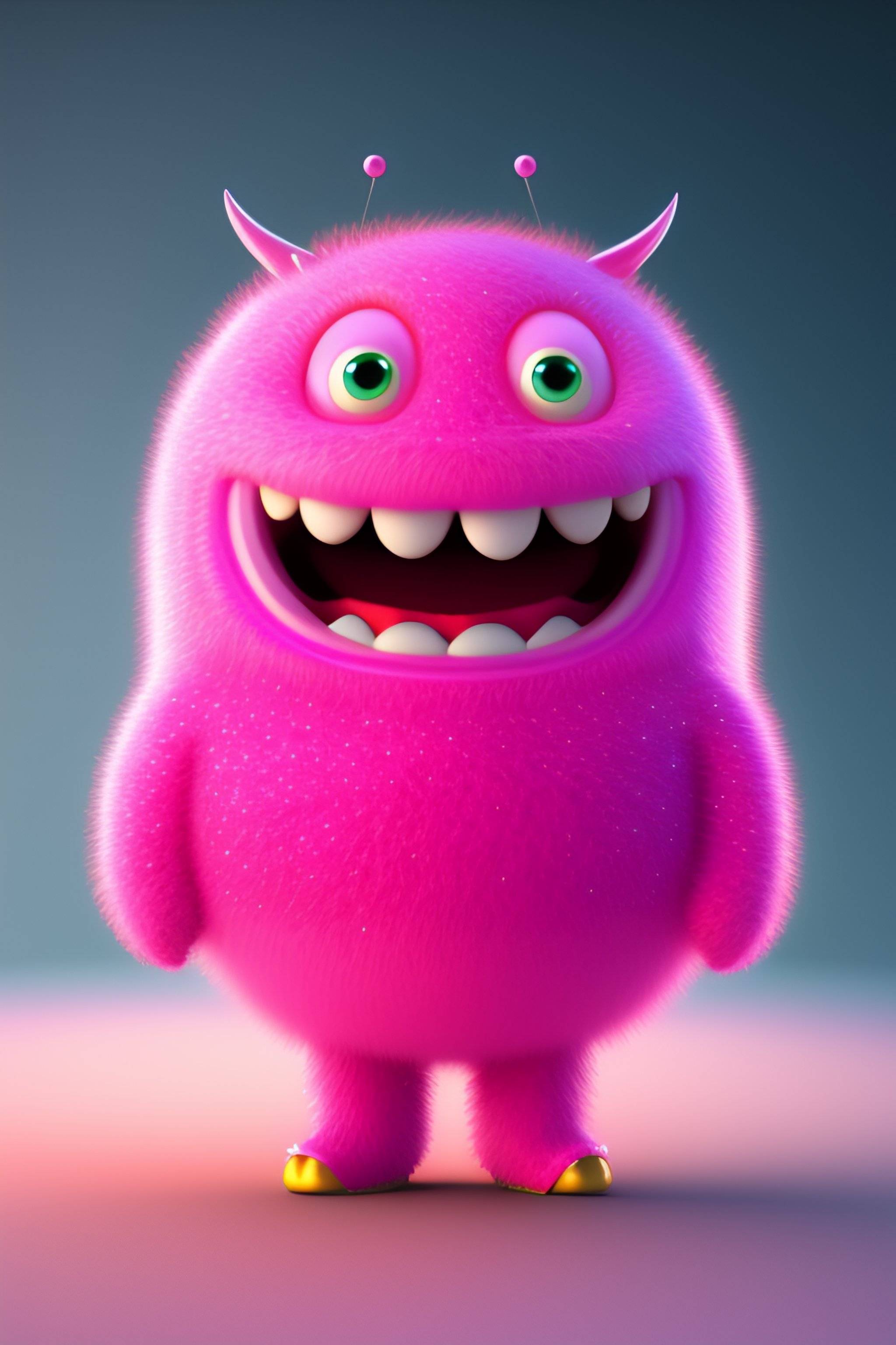 Lexica - 3d render of cute pink happy monster in astro suit by pixar ...