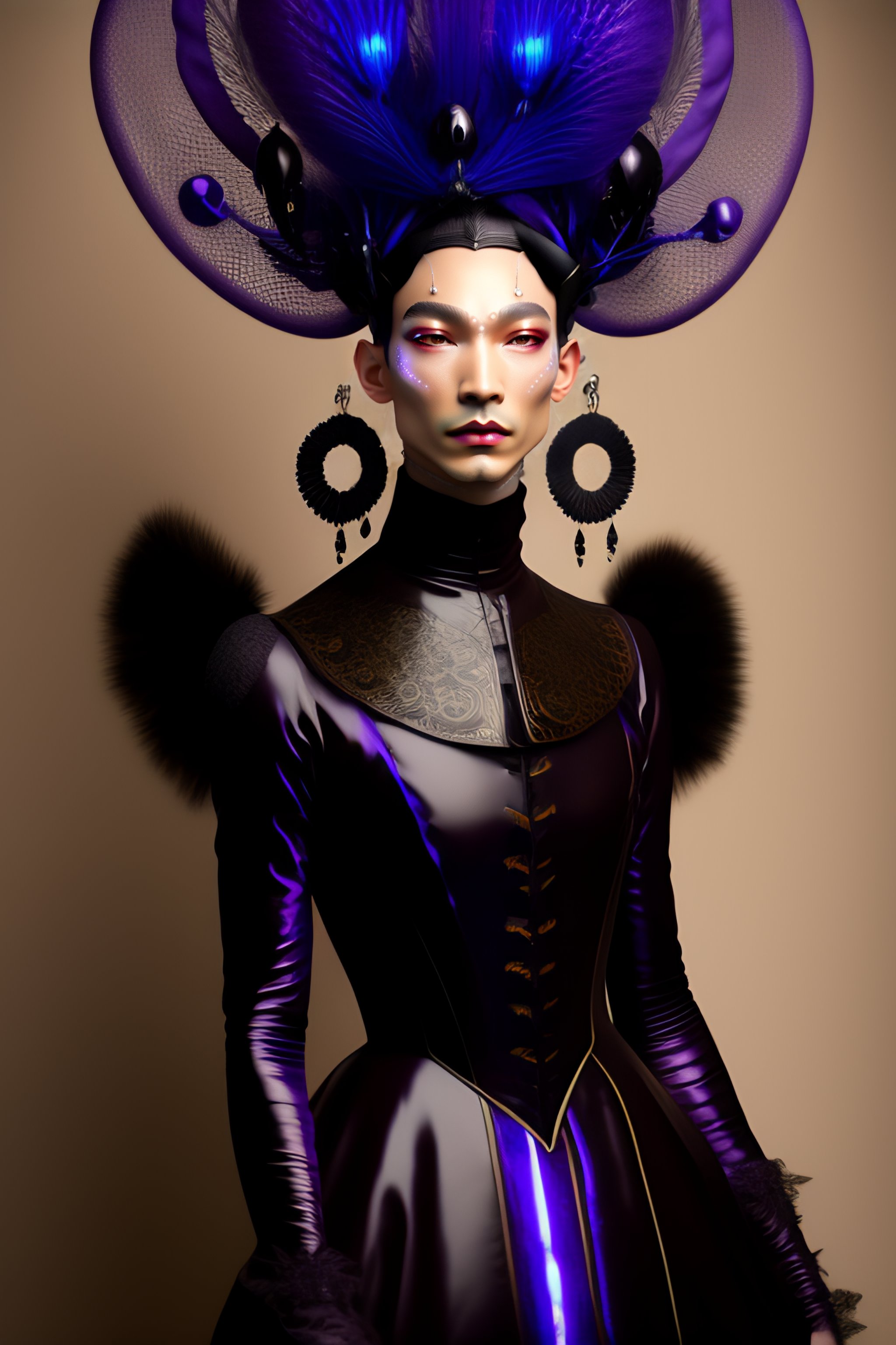 Lexica - Male full body purple cyberpunk haute couture bioluminescent ...