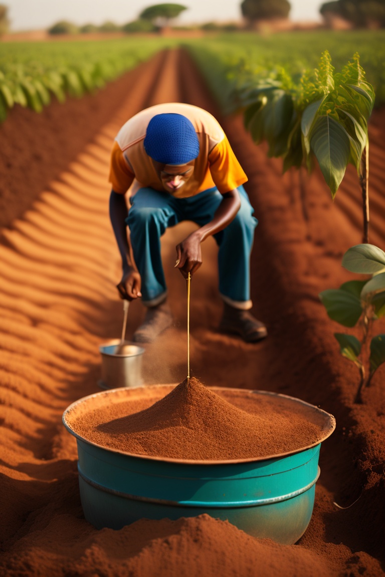 Lexica - An African man sowing crops in the garden, alone, wide angle ...