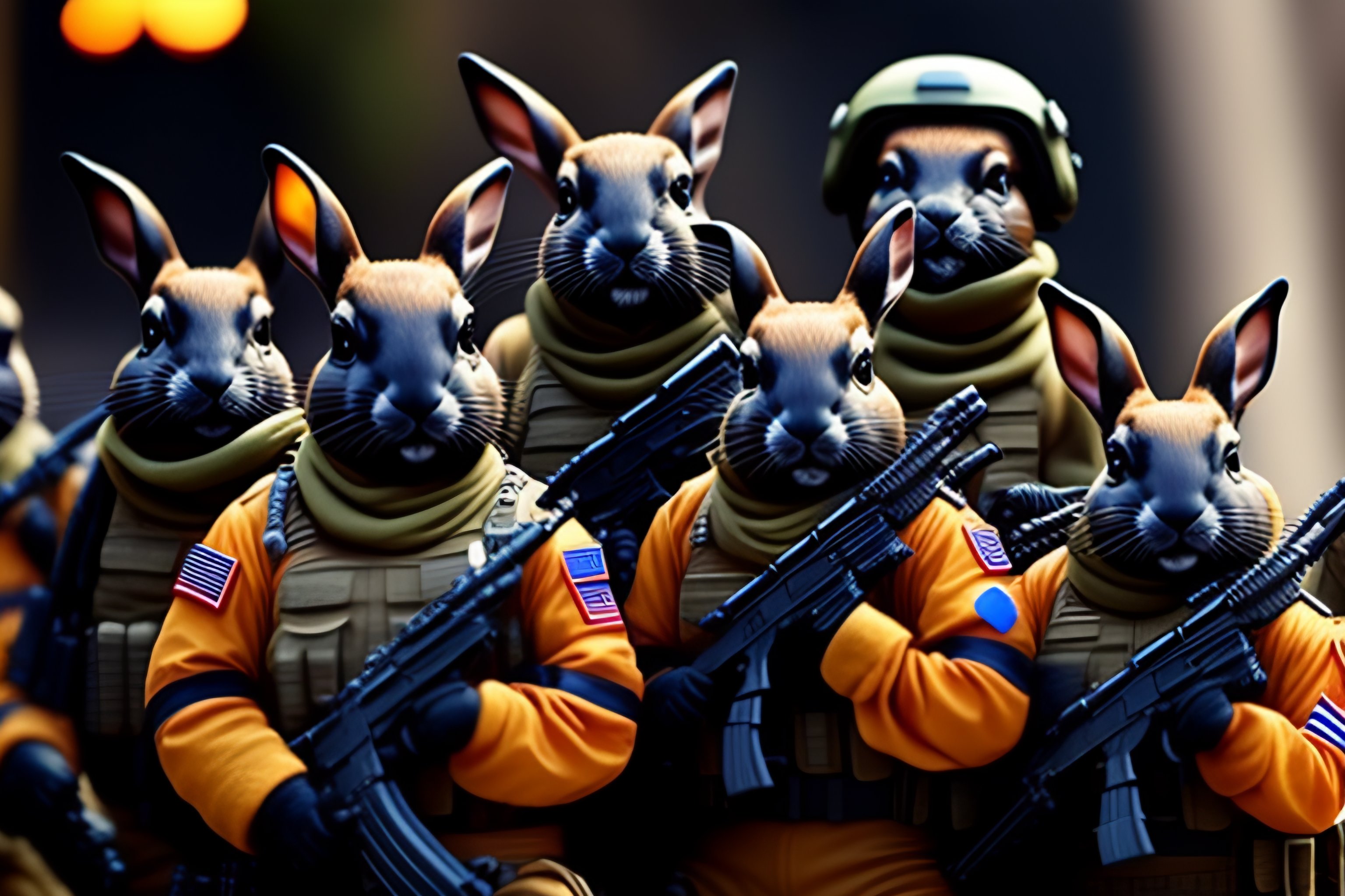 Lexica - Special forces of five rabbits, dressed in bulletproof vests ...