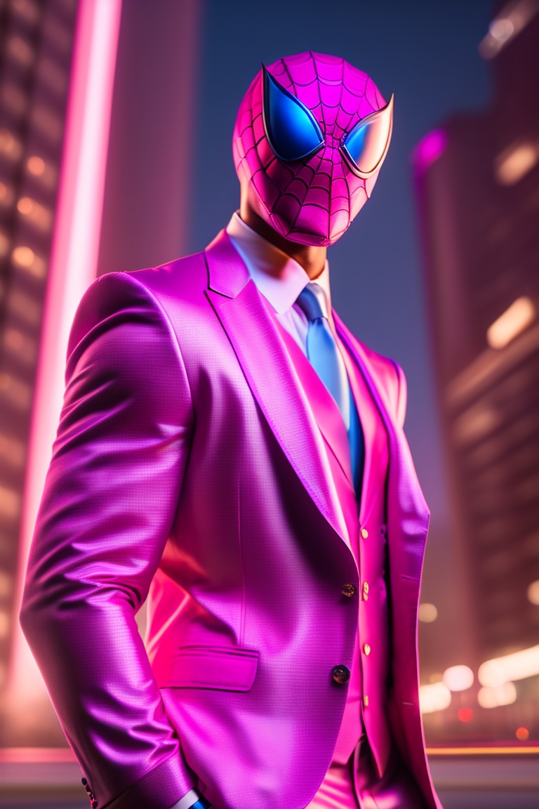 Lexica - ((("Spider-Man"))) wearing a sleek, vibrant pink suit with ...