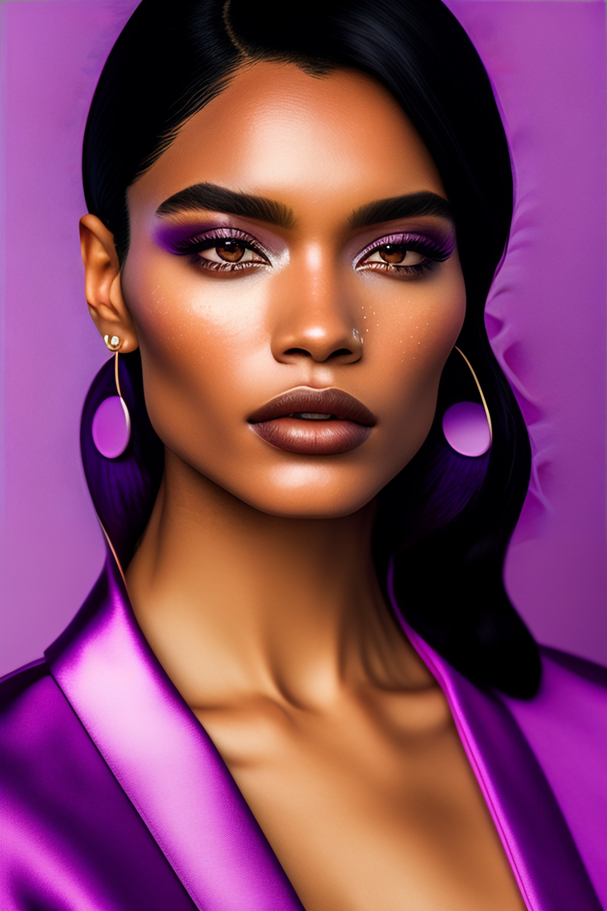 Lexica - A photo close-up of a beautiful black haired woman with light ...