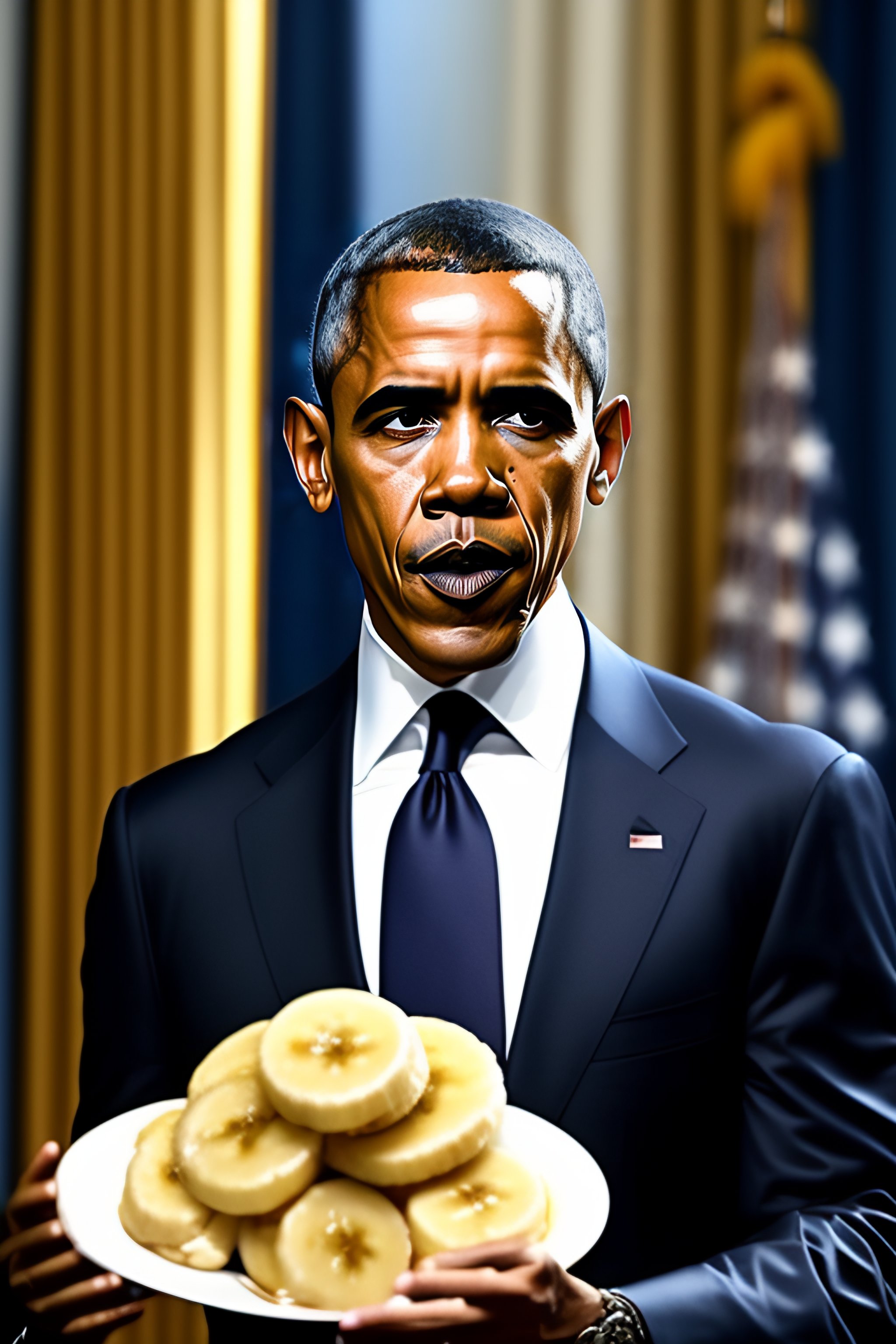 Lexica - A picture of Obama eating banana