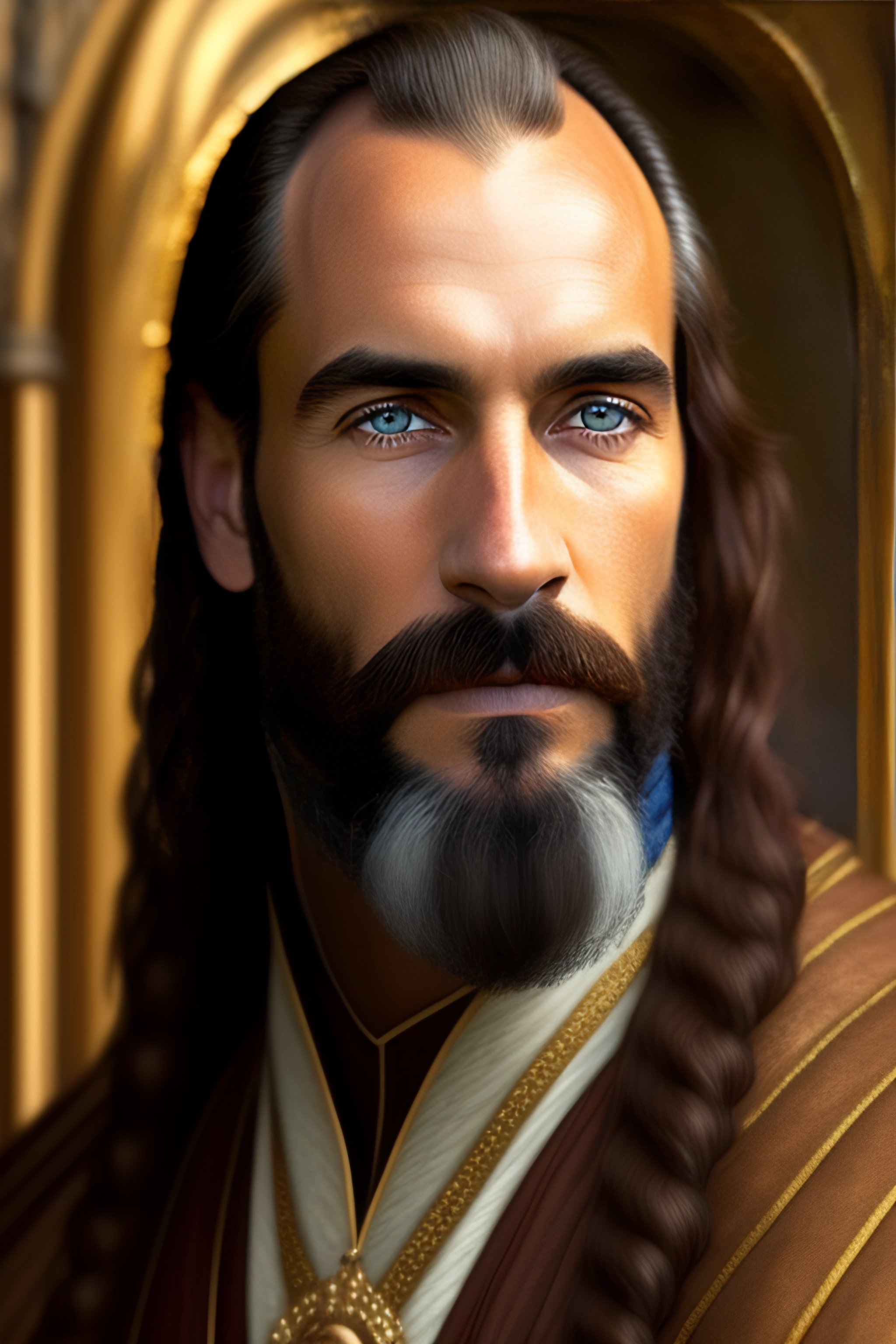 Lexica - 60 year noble, brown eyes, blue medieval clothes, male ...