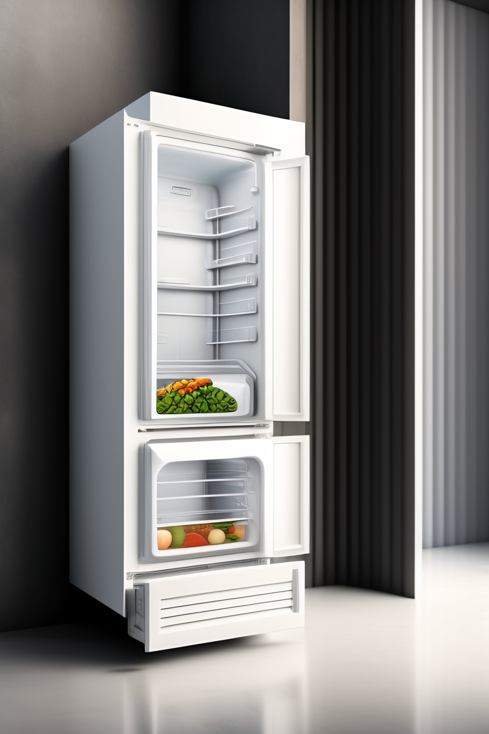 Lexica - Portrait of an inside opened mini empty refrigerator ...