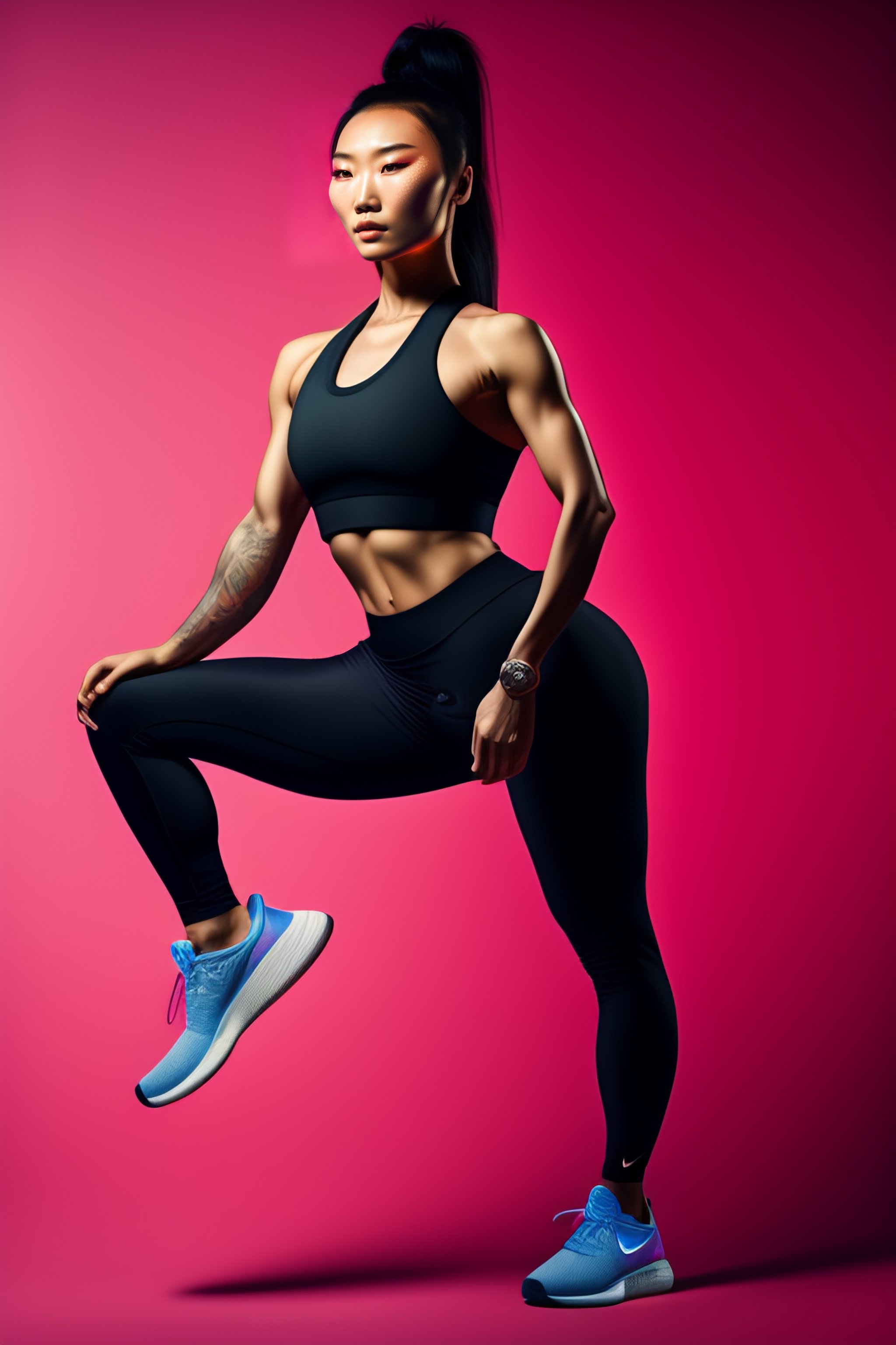 Lexica - A full-body action shot, of a single beautiful athletic ...