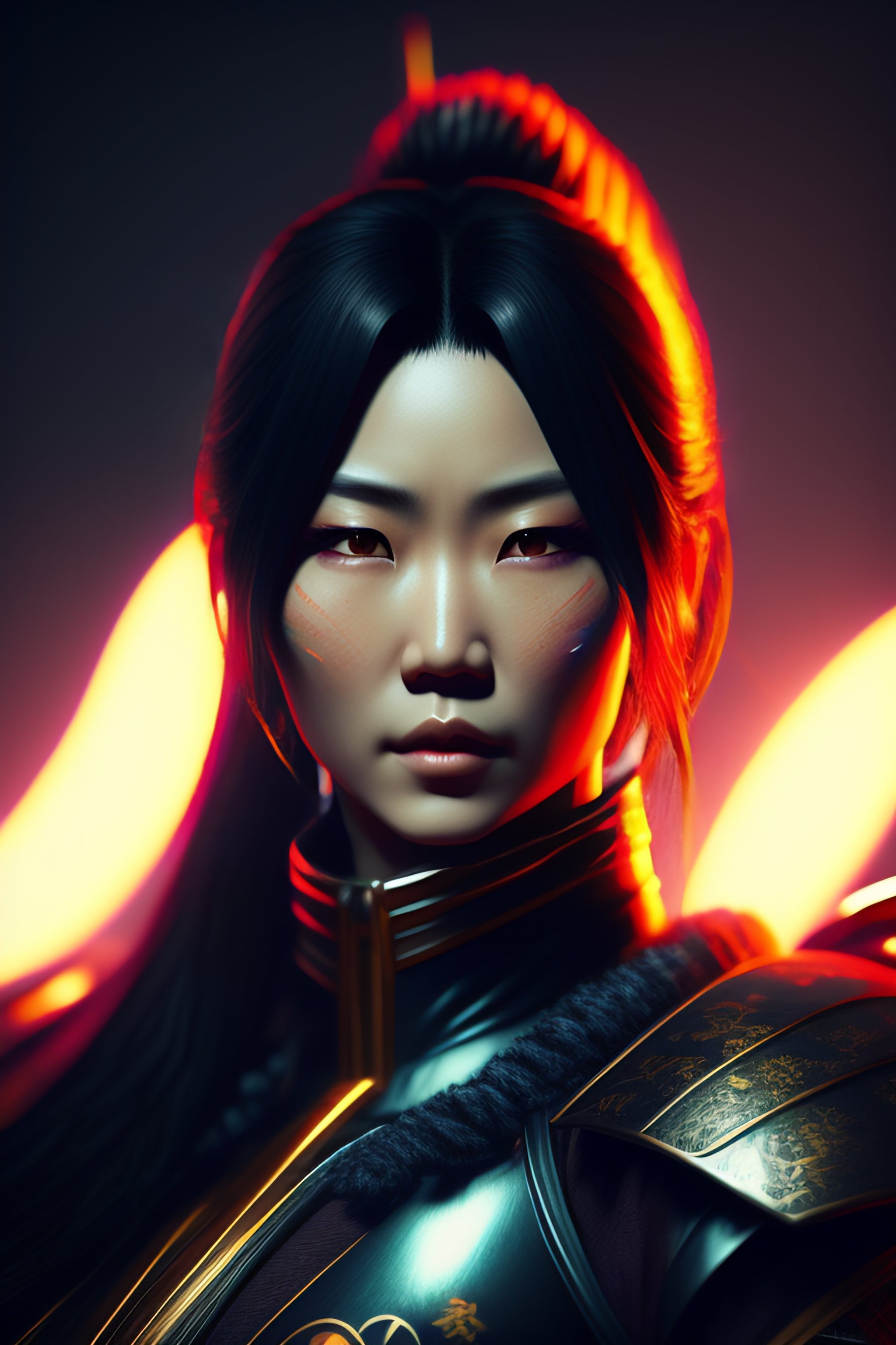 Lexica - A japanese female warrior, cyberpunk, fullmoon background ...