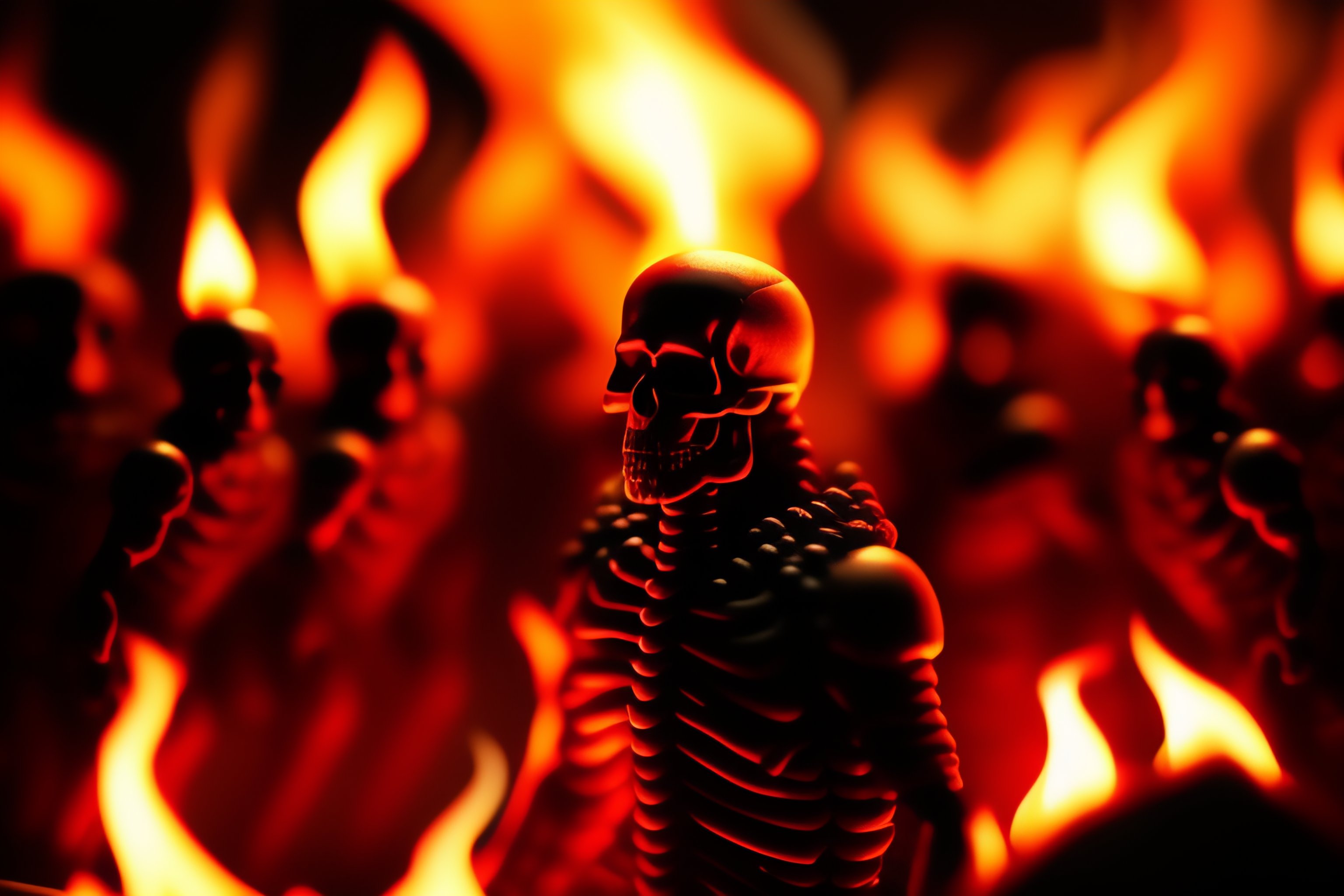 Lexica - Satan in hell with his army of skeletons of fire in hell