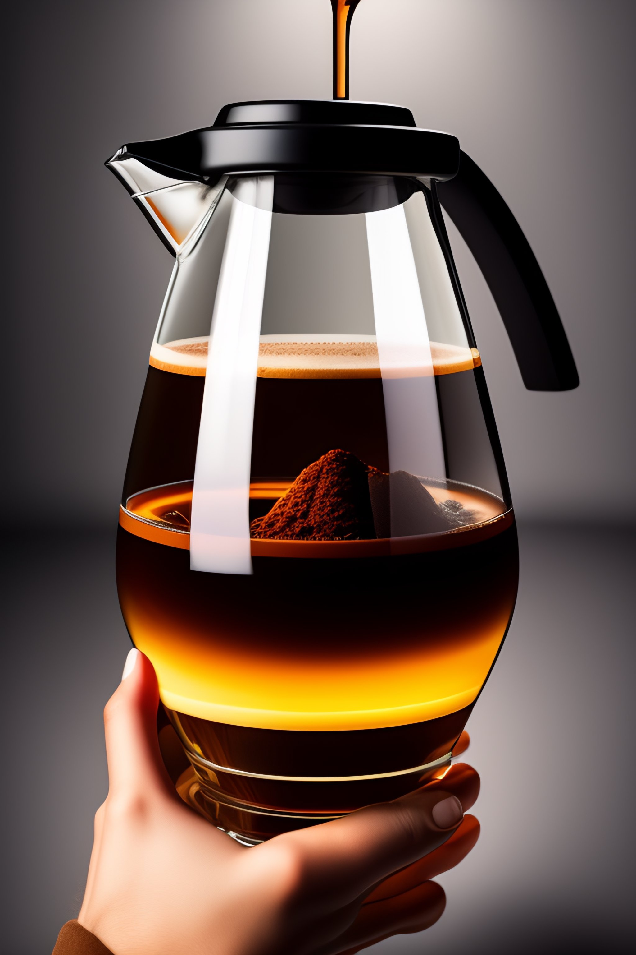 Lexica - A hand holding a coffee pot pours coffee beans from top to ...