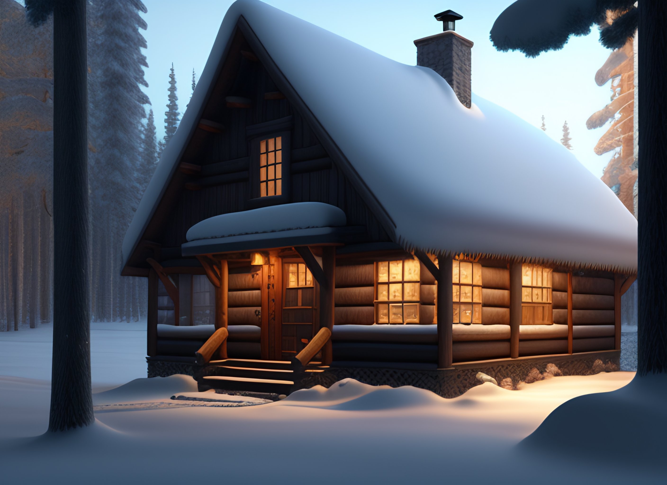 Lexica - A highly detailed matte painting of the interior of old cabin ...