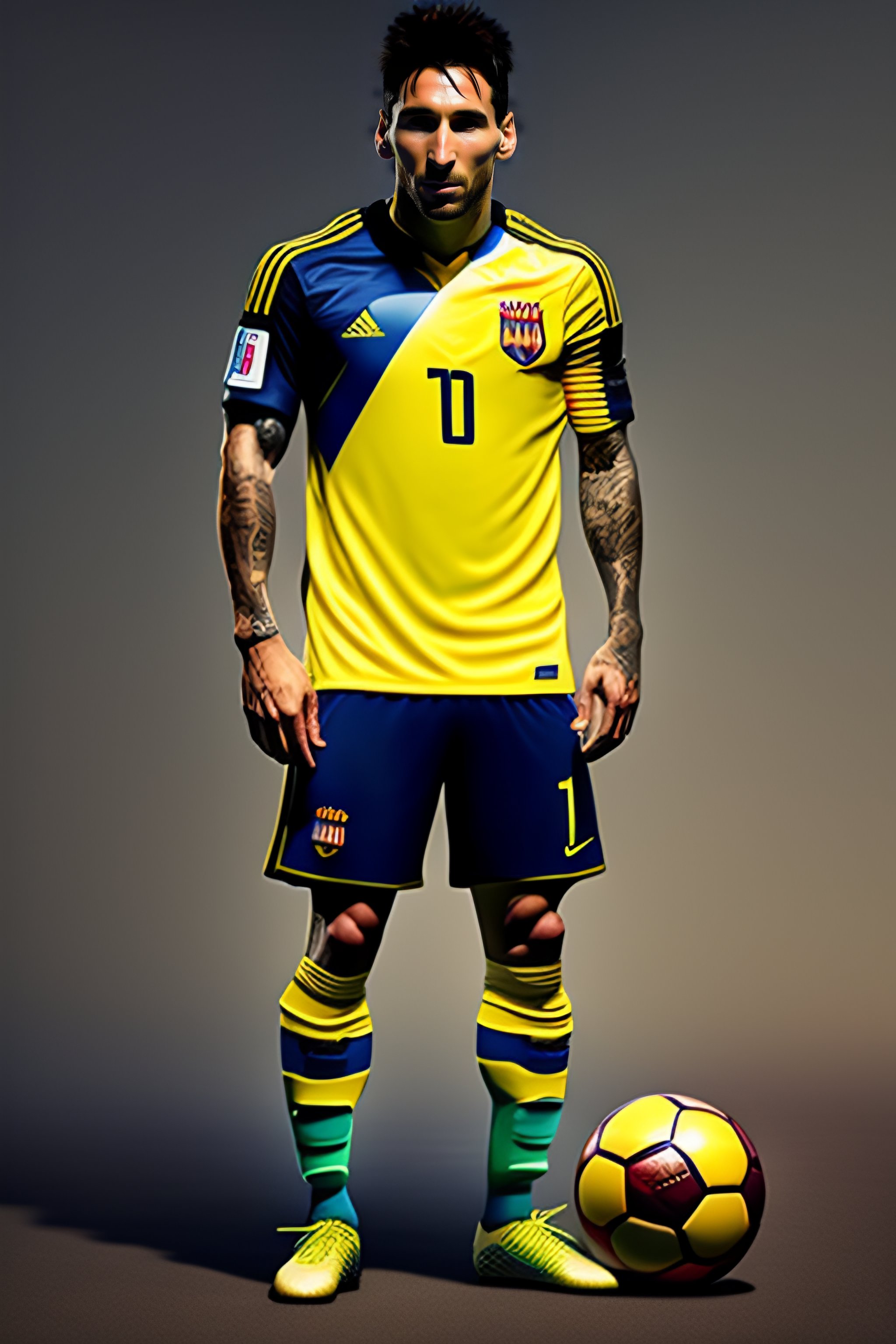 Lexica - Lionel Messi is a small, slender man with short, spiky black ...