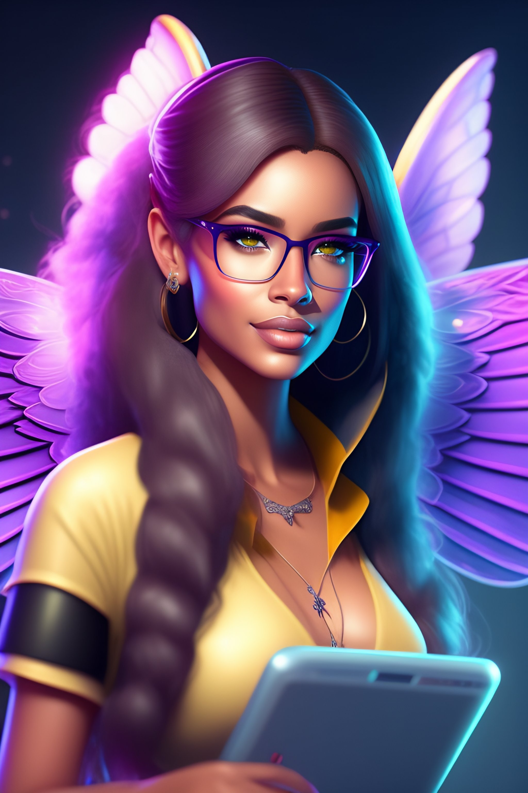 Lexica - Epic professional digital art of an female nerd fairy with ...