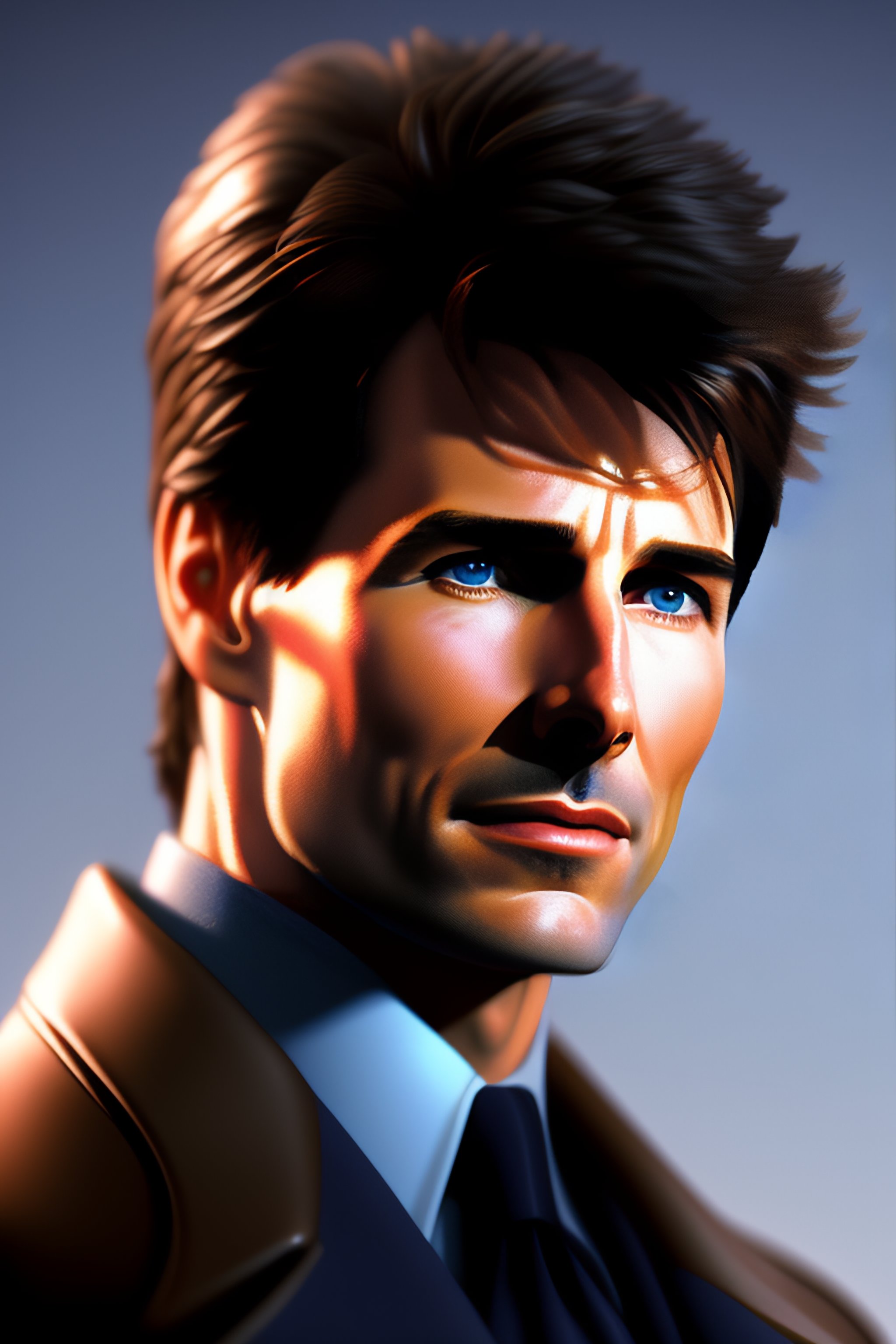 Lexica - An exhausted tom cruise as Gendo Ikari, key lighting, soft ...