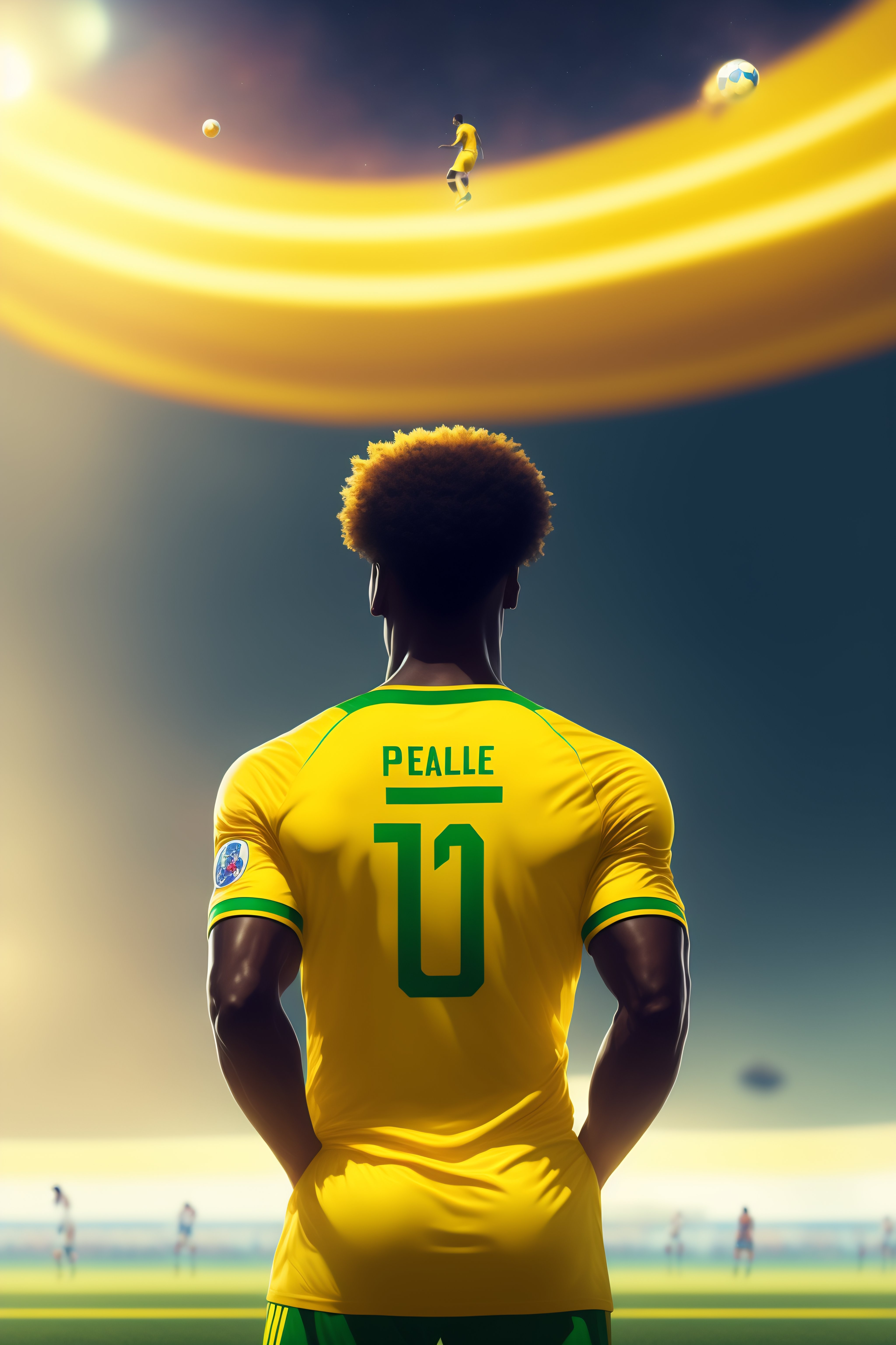 Lexica - Back of Footballer Pele wearing yellow brazil team jersey ...