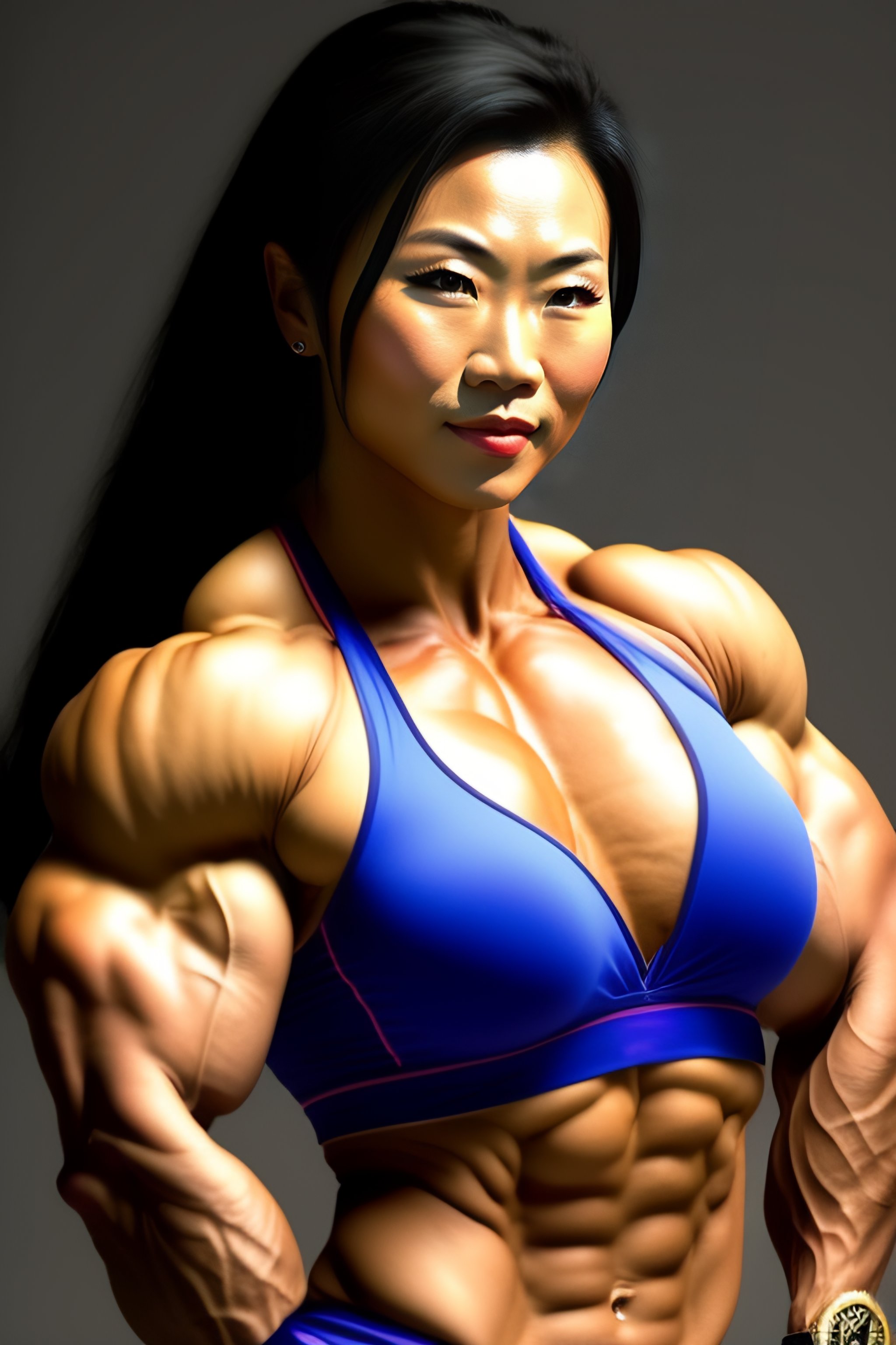 Lexica - Extremely muscular cute Asian woman bodybuilder